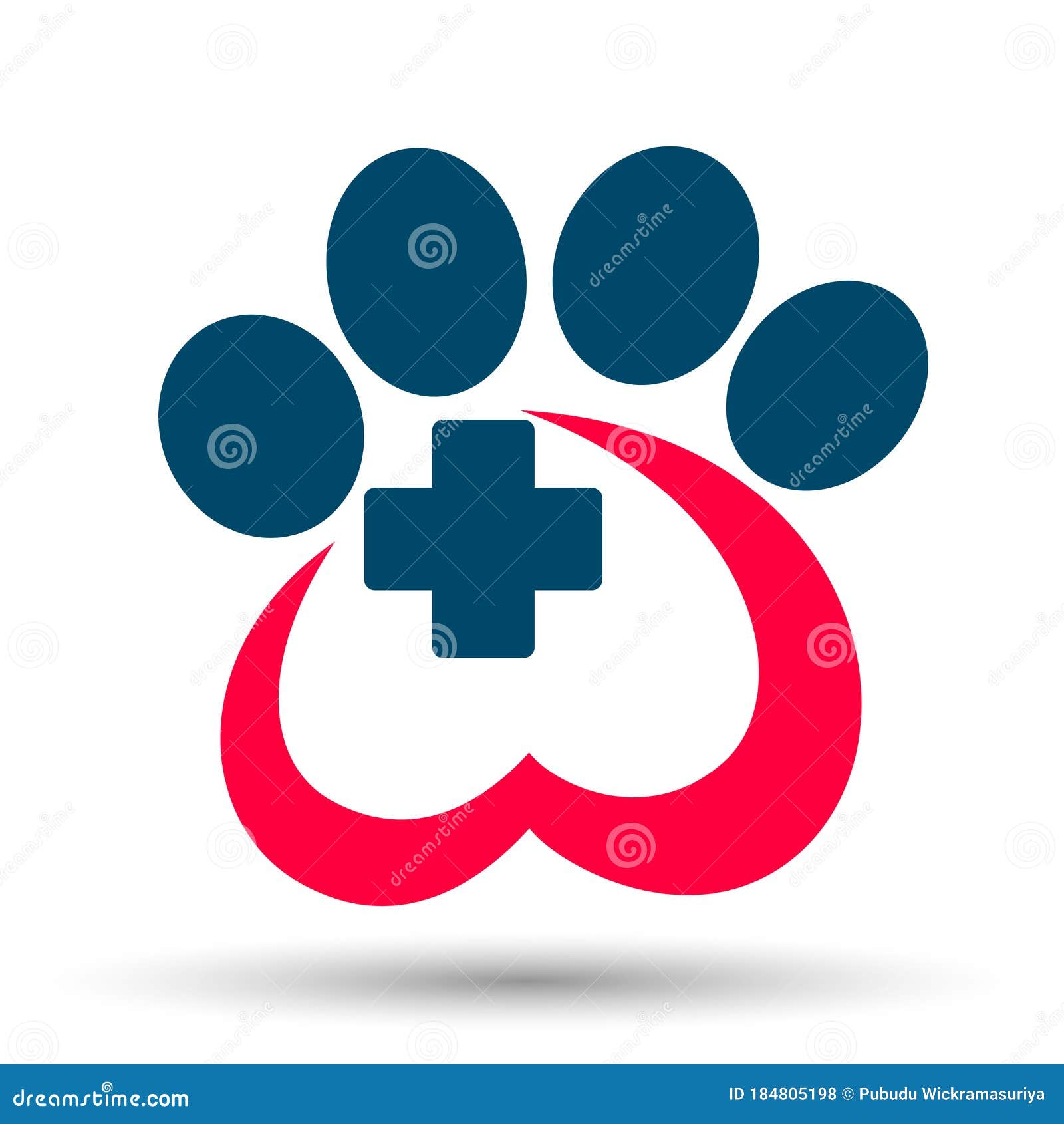 Abstract Dog Paw Print Vector Draw Medical Cross Icon Logo Stock Vector ...