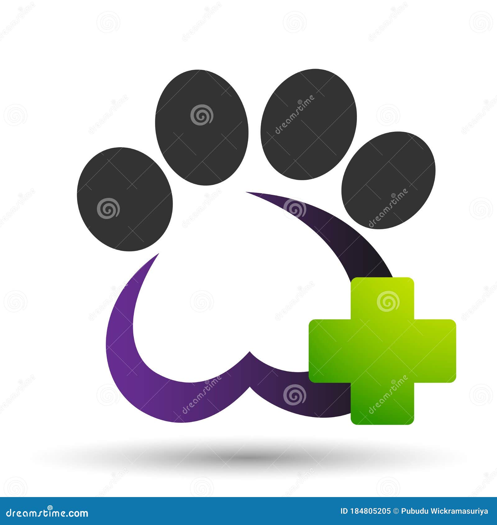 Abstract Dog Paw Print Vector Draw Medical Cross Icon Logo Stock Vector ...