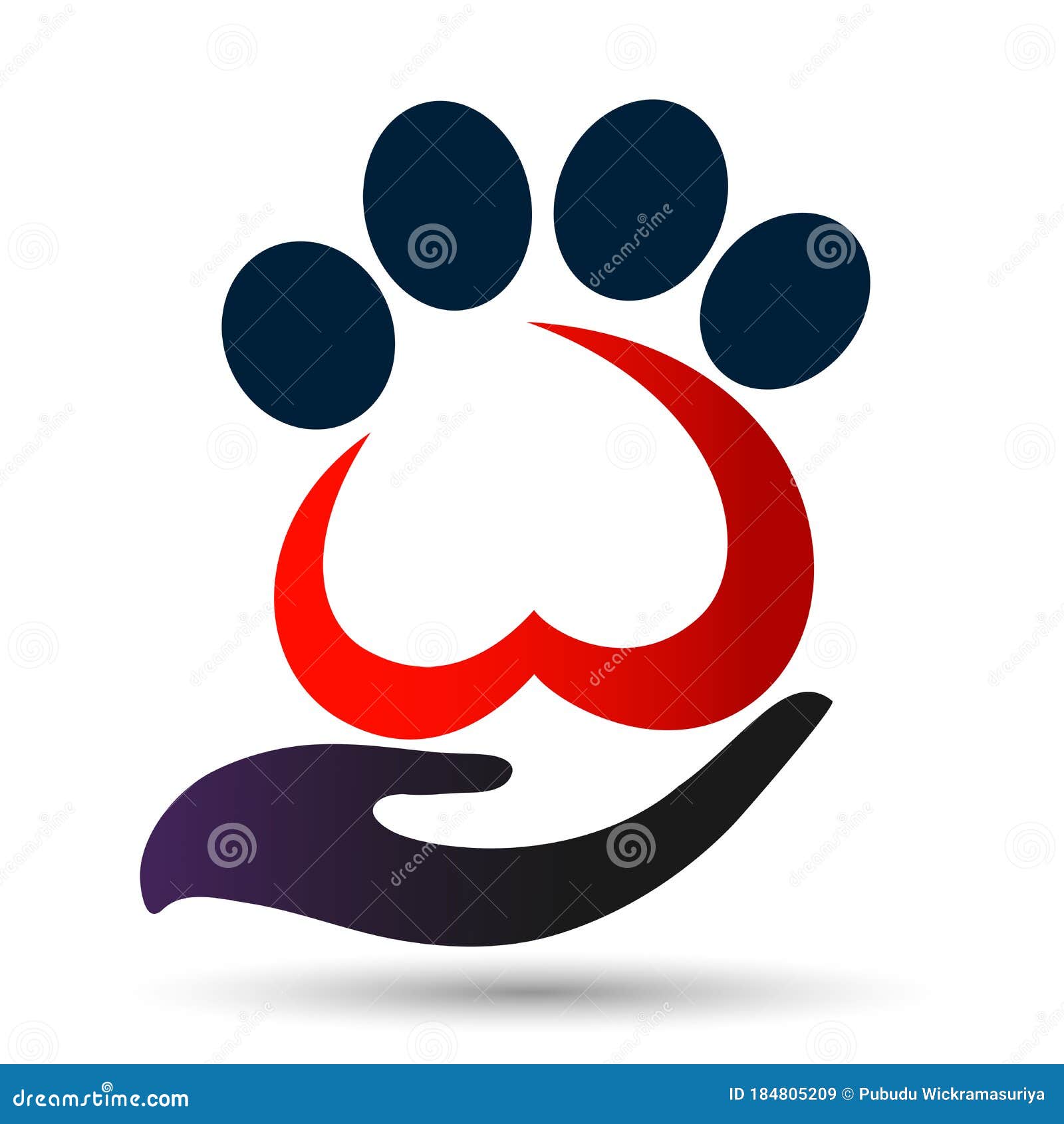Abstract Dog Paw Print Care Animal Care Hands Vector Draw Icon Logo ...