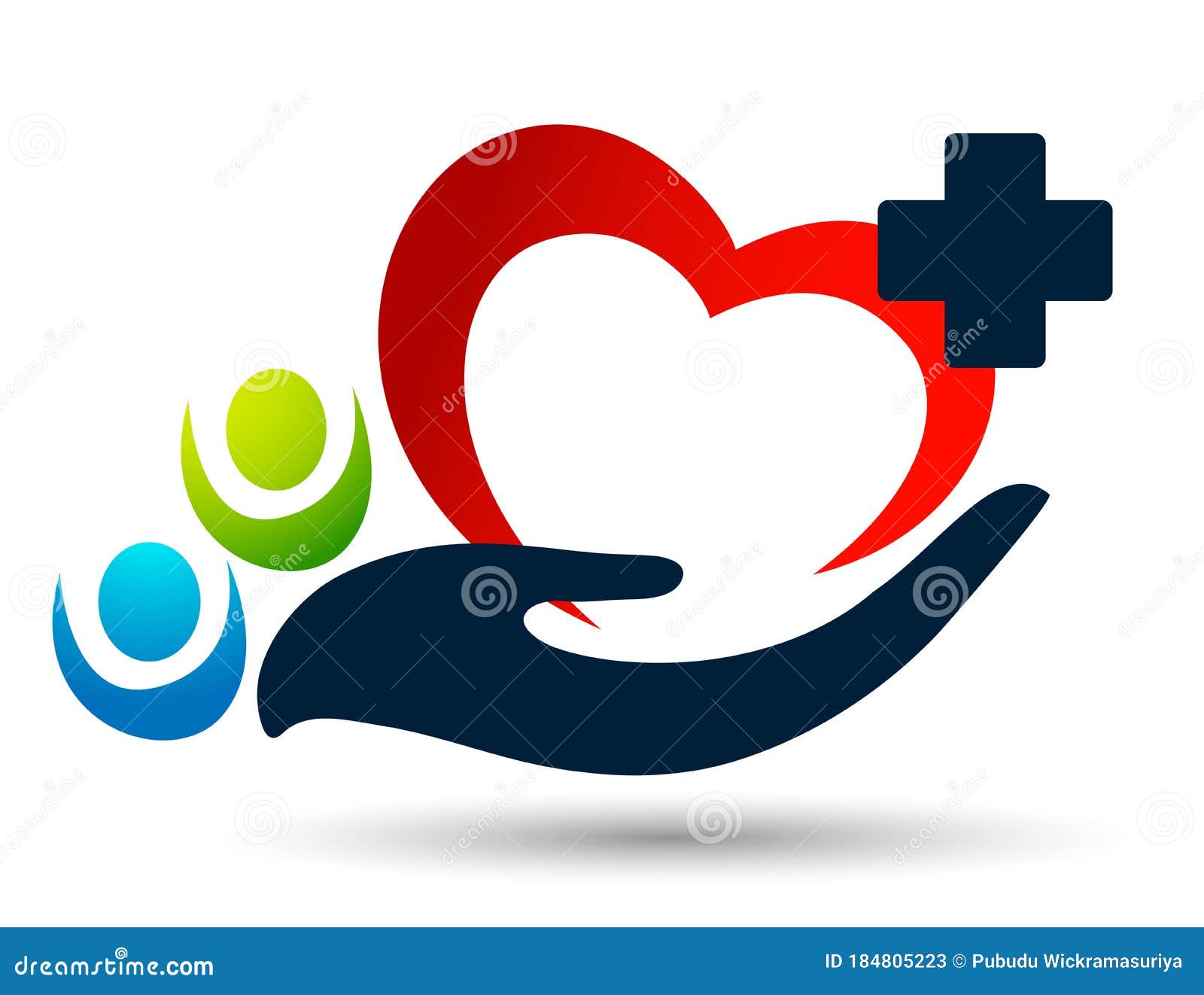 Medical Red Heart Love Clinic Protect People Hands Life Care Logo ...