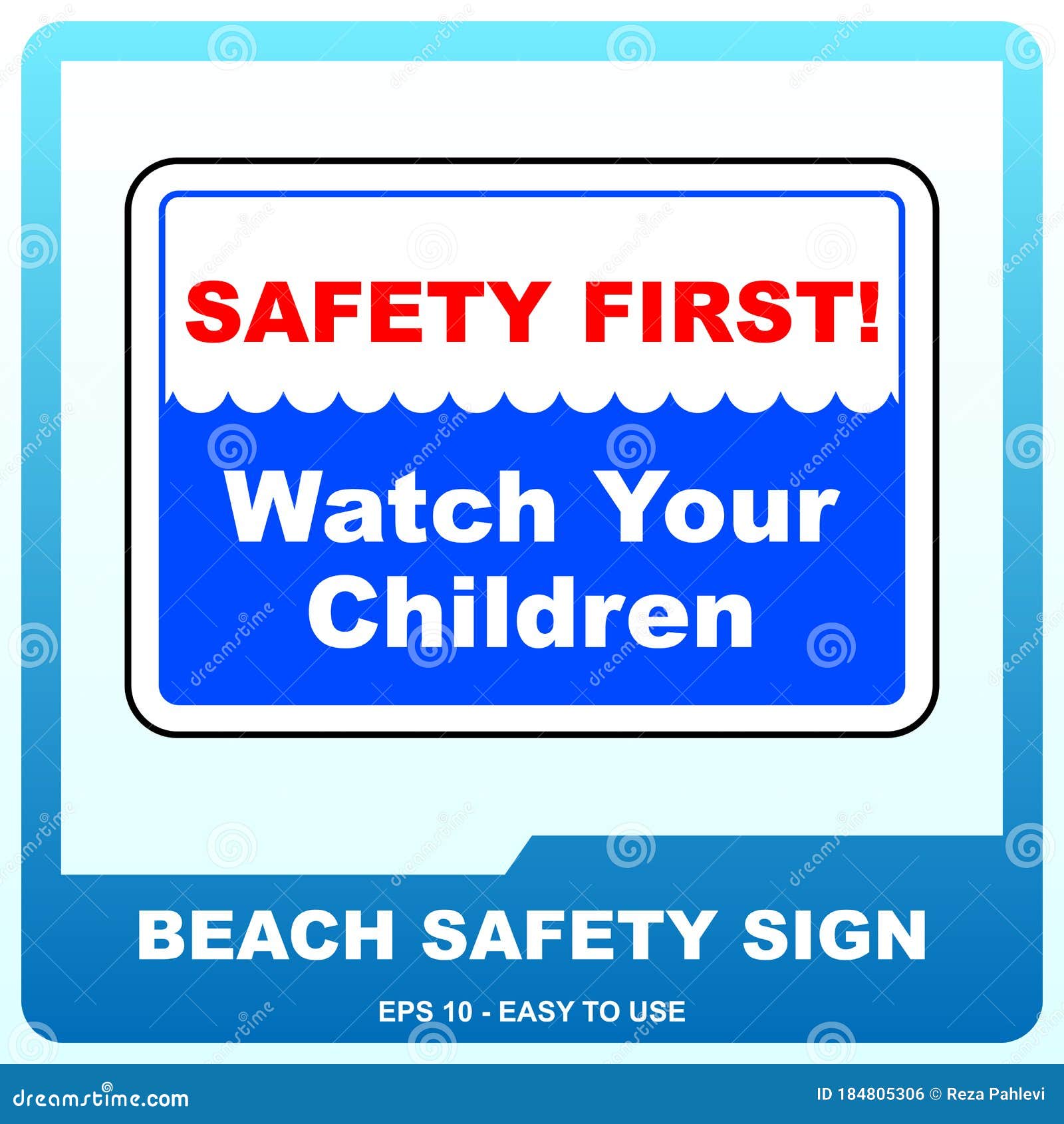 Beach Safety Sign To Guide Visitor Stock Vector - Illustration of surf ...