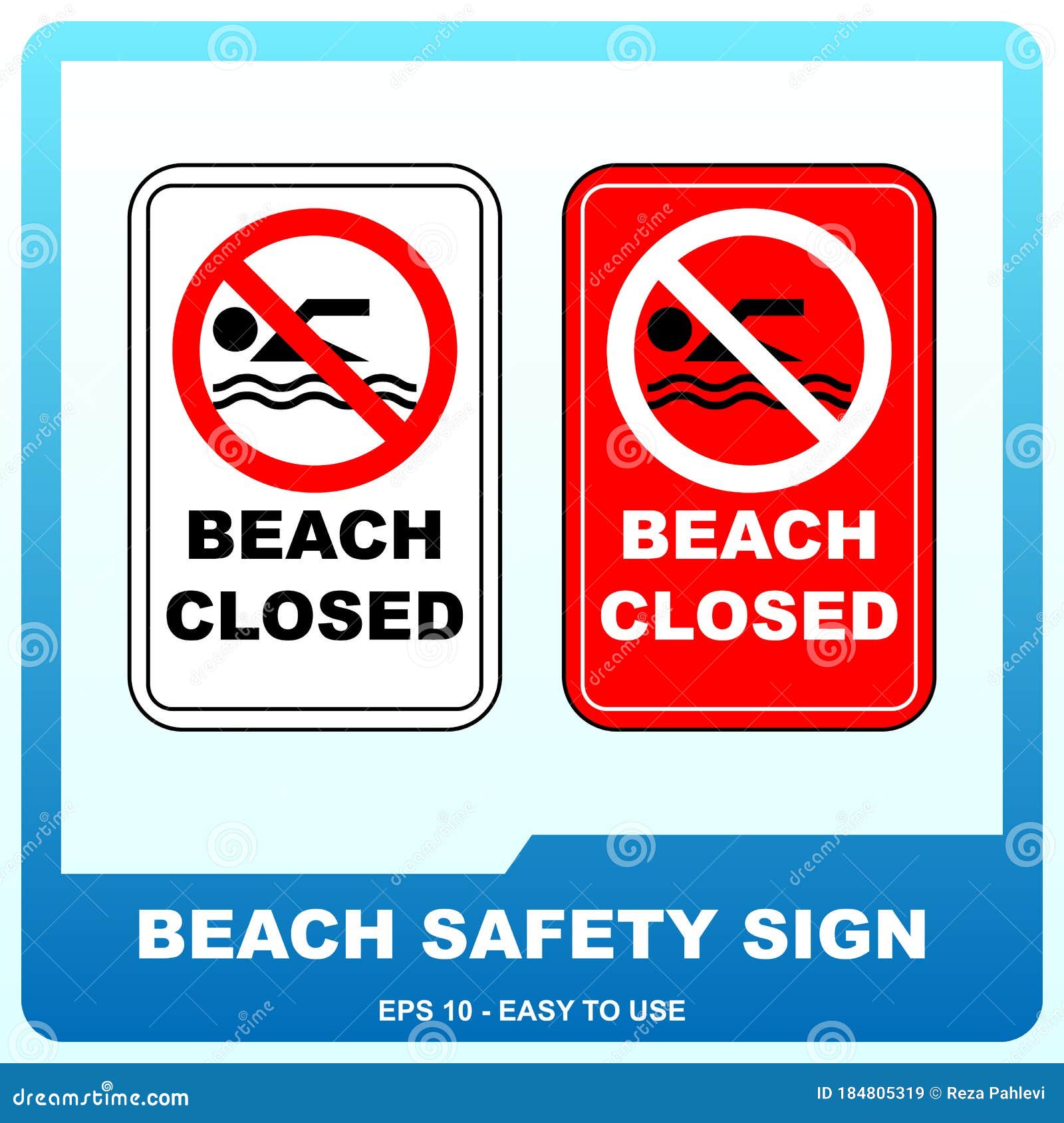 Beach Safety Sign To Guide Visitor Stock Vector - Illustration of beach ...