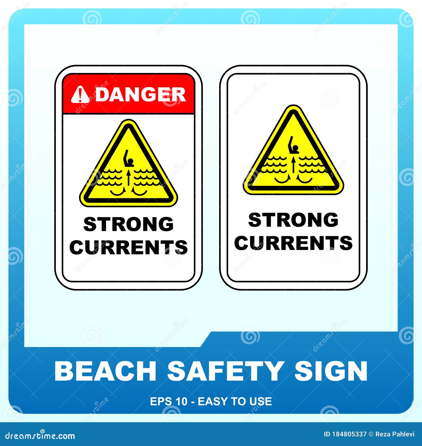 Beach Safety Sign To Guide Visitor Stock Vector - Illustration of rock ...