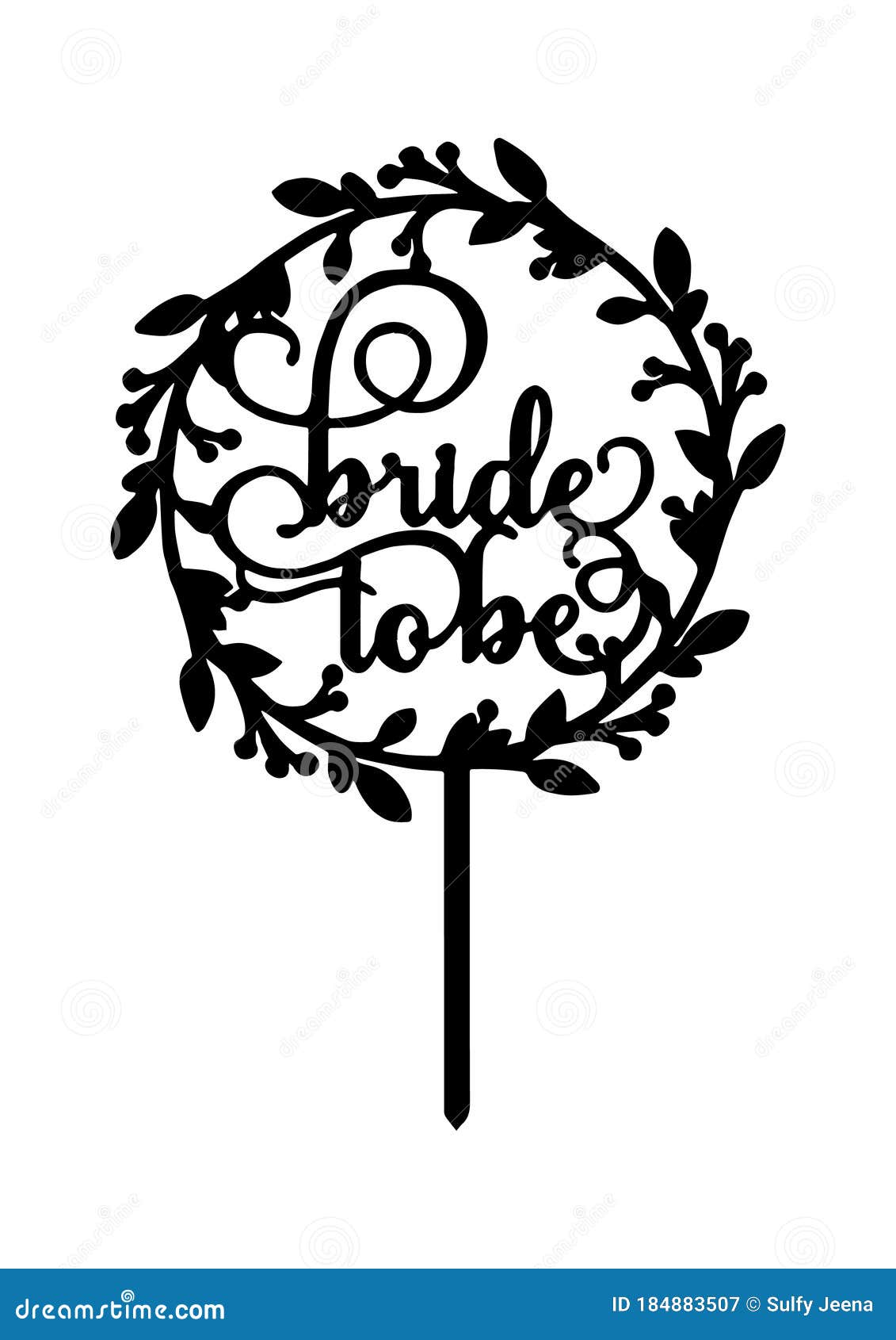 Cake Topper for Bride To Be Stock Illustration - Illustration of floral ...