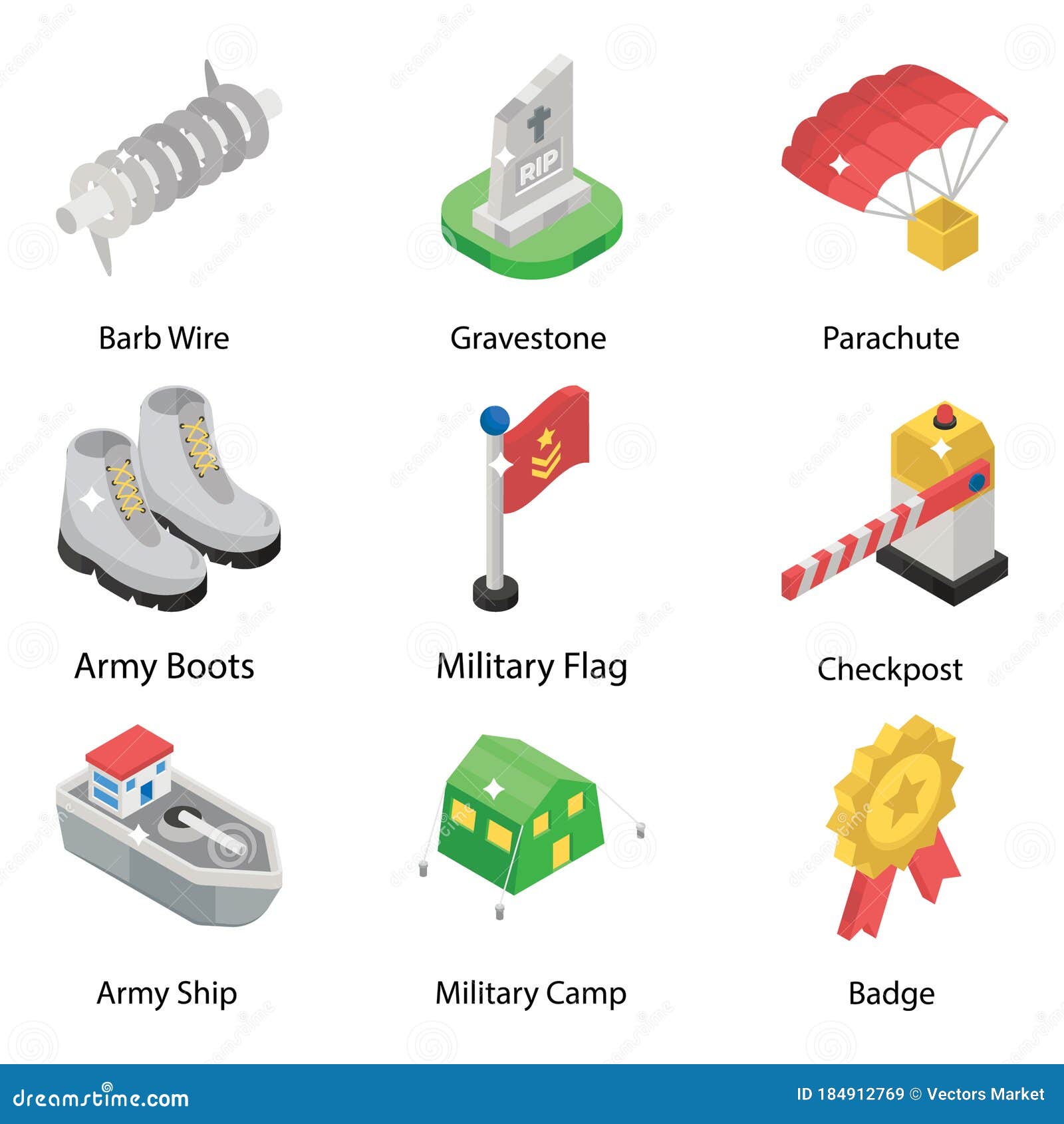 Pack of Army Isometric Icons Stock Vector - Illustration of vector ...