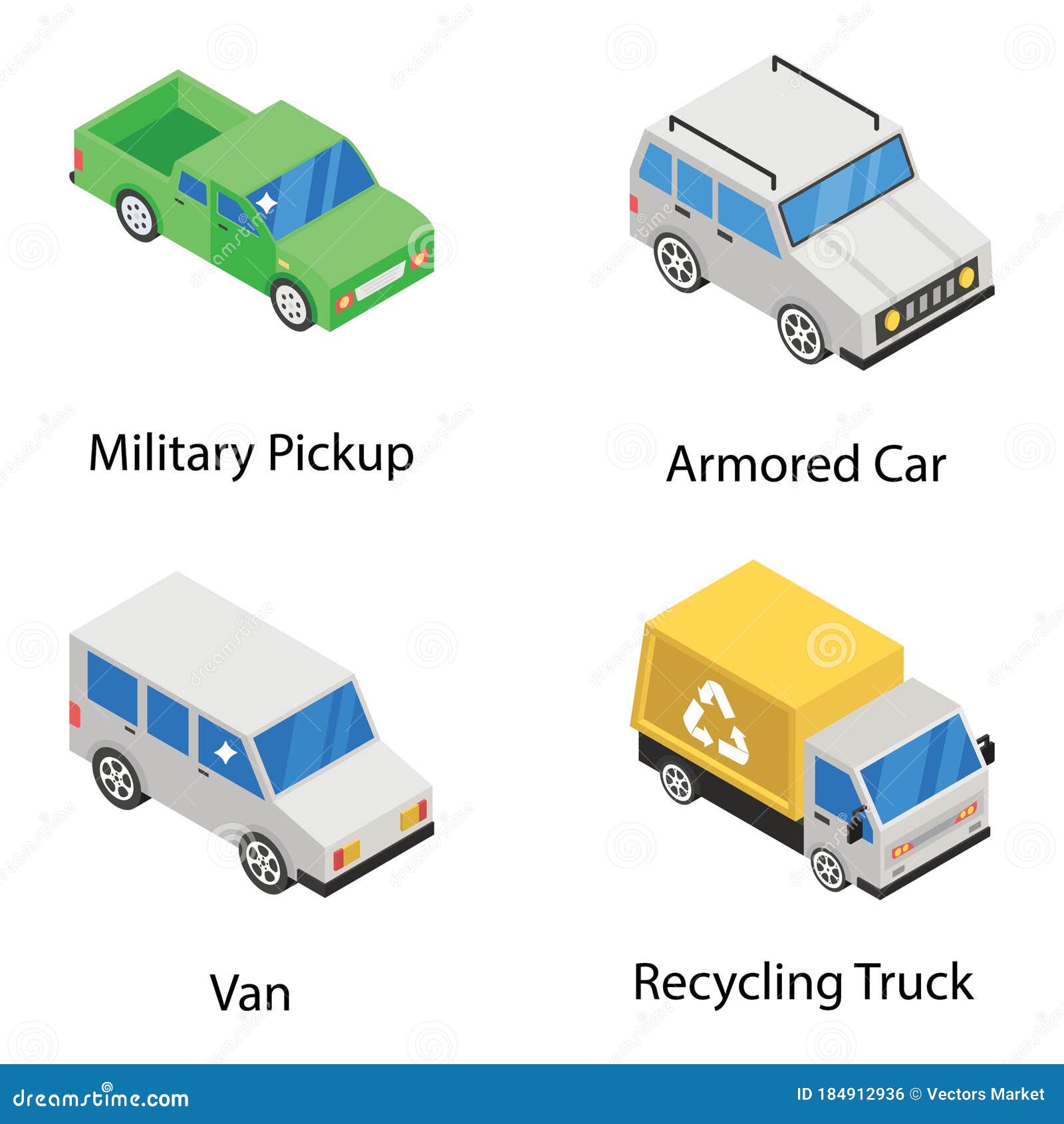 Conveyance and Vehicles in Isometric Style Stock Vector - Illustration ...