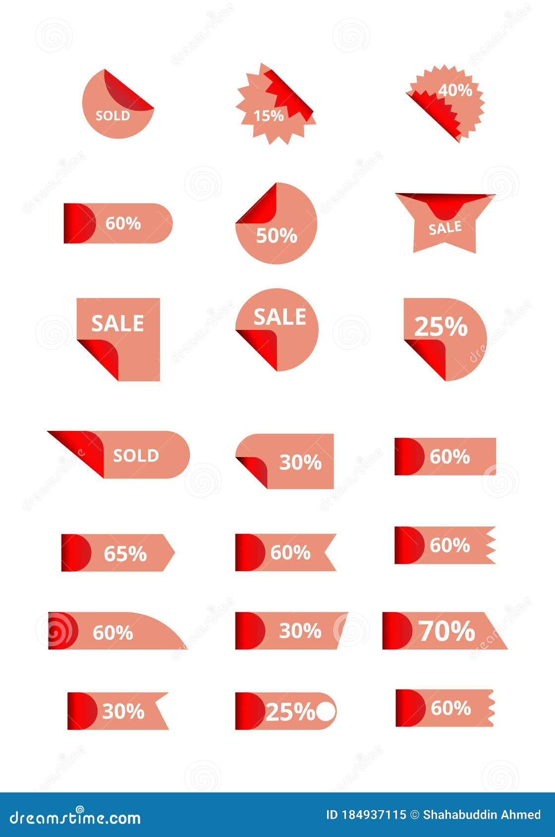 Set of Discounts Levels, Ribbons, Banners Icon. Stock Illustration ...