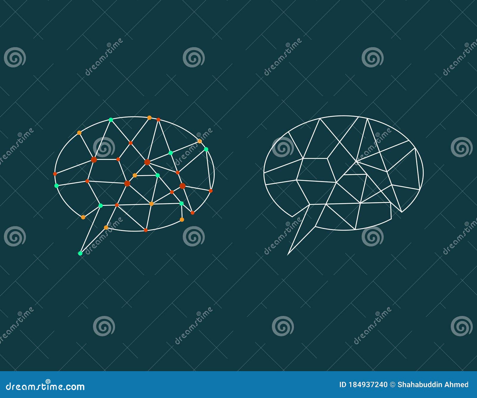 Abstract Geometric Brain Network Connection. Brain Logo, Icon Vector ...