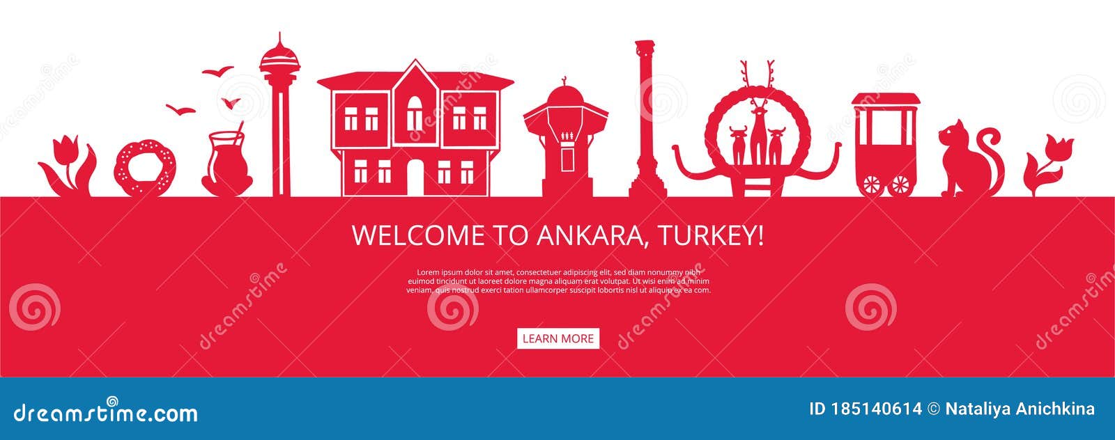 Welcome To Turkey Greeting Cart Template With Turkish Traditional Glass ...