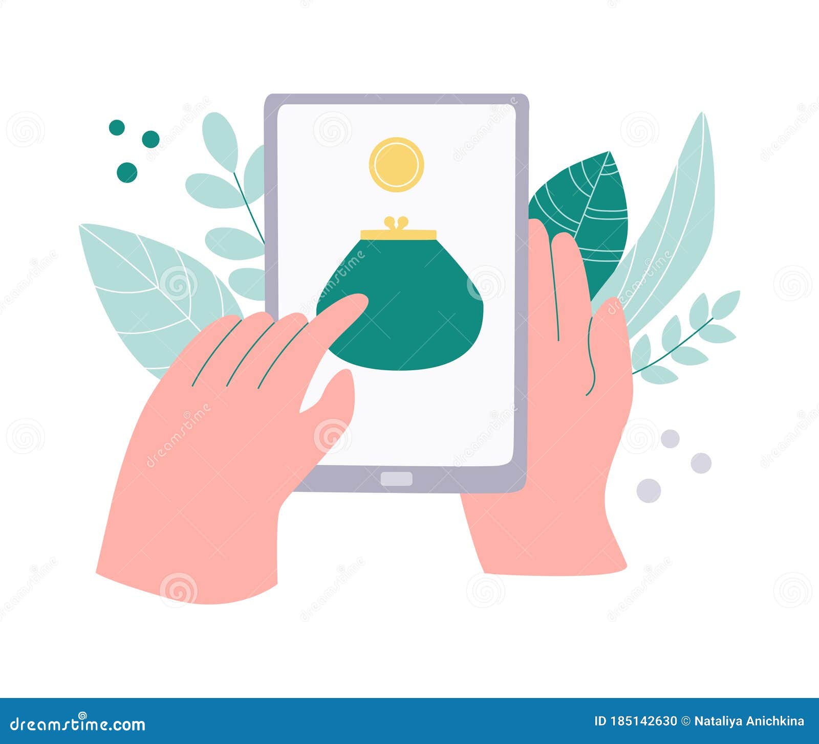 Person Tracking His Money Savings on Phone. Stock Vector - Illustration ...