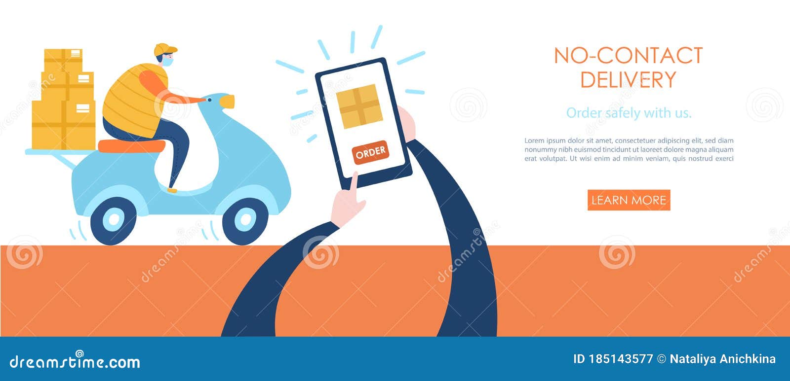 No-contact Delivery. Person Making Order Online on Phone Stock Vector ...