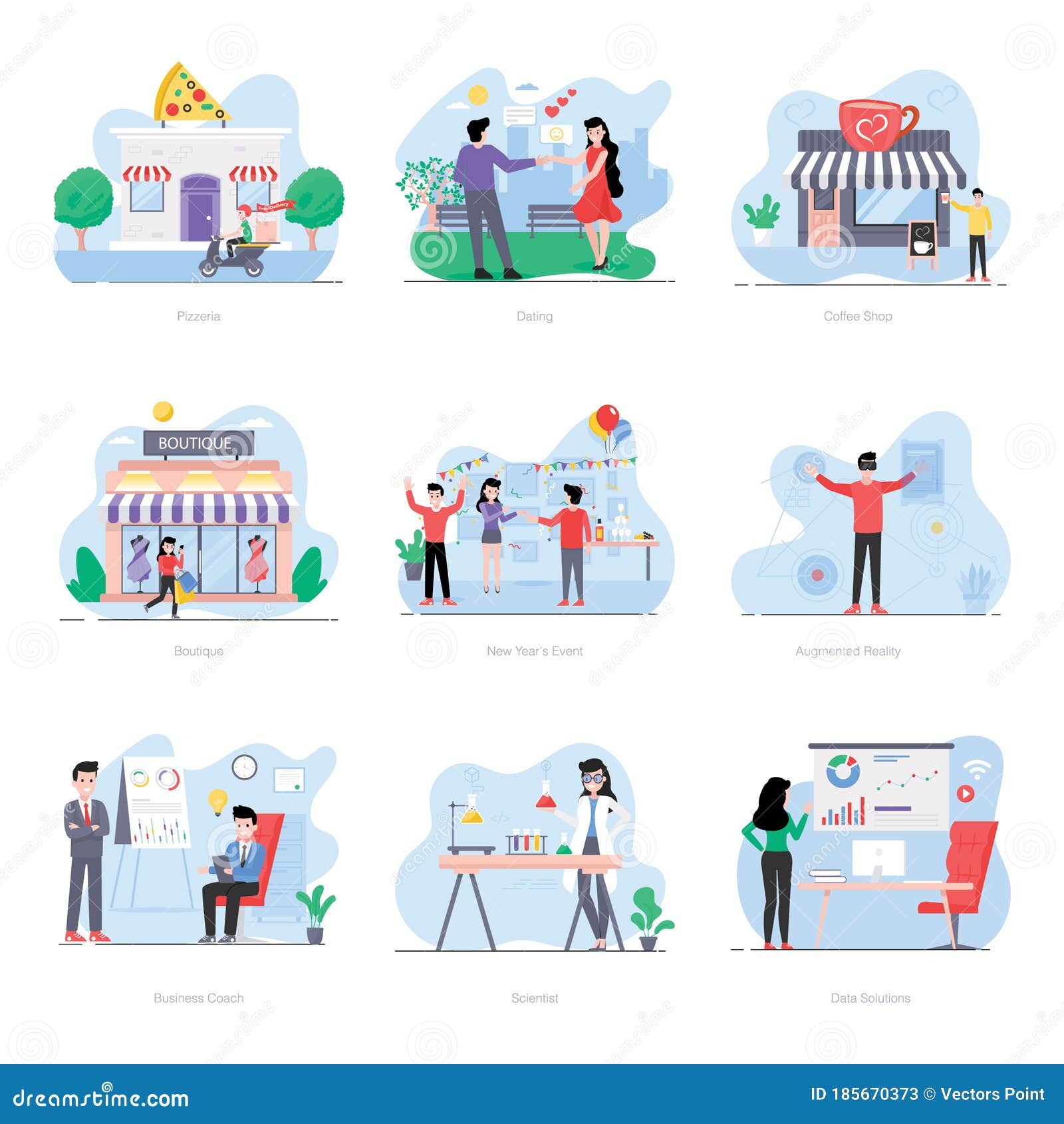 People Services Creative Illustration in Flat Design Stock Vector ...