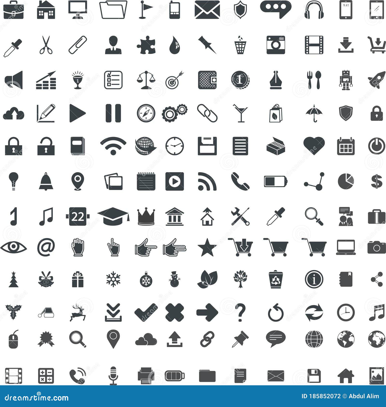 Set of Various Icons and Symbols Stock Vector - Illustration of network ...