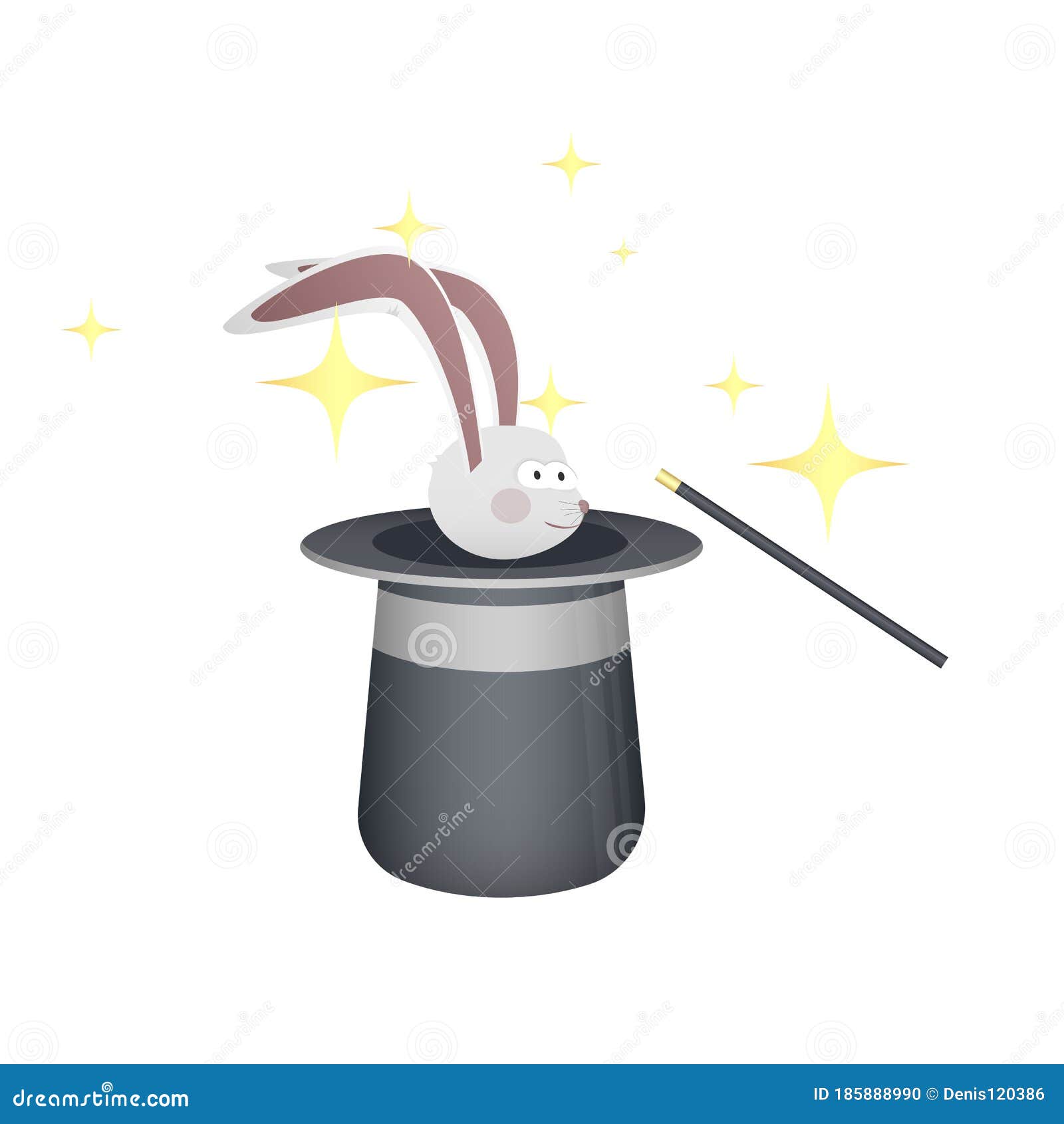 Magic Hat. Rabbit in a Hat. Magic Trick, Vector Illustration Stock ...