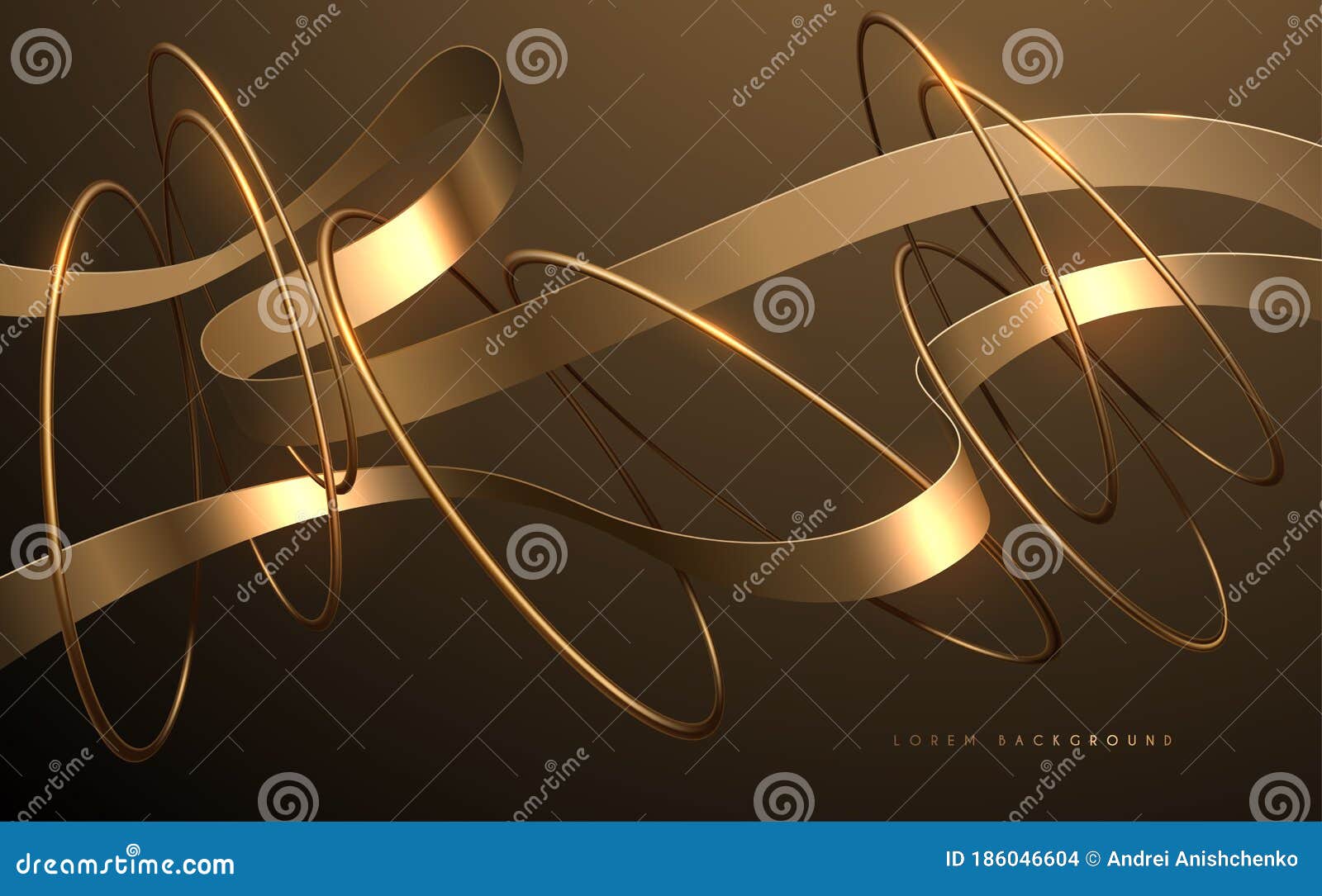 Abstract Gold Ribbons Background with Gold Rings Stock Vector ...
