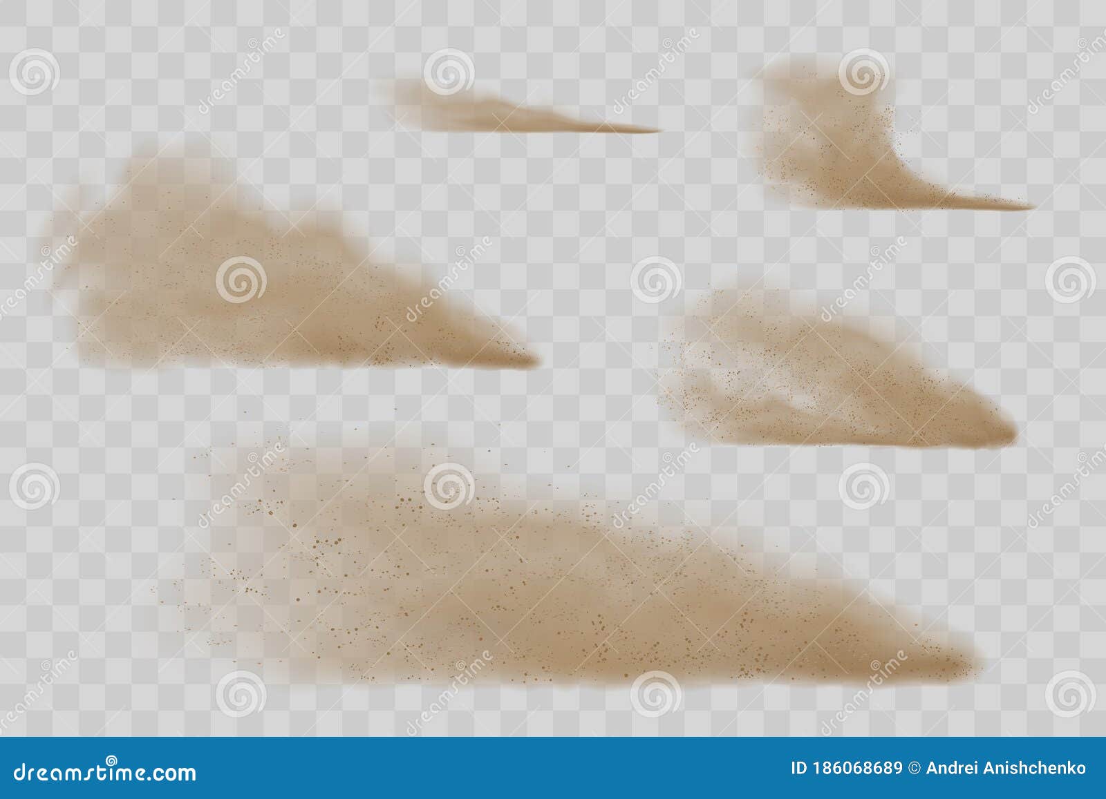 Dust Sand Cloud With Stones And Flying Dusty Particles Isolated On ...