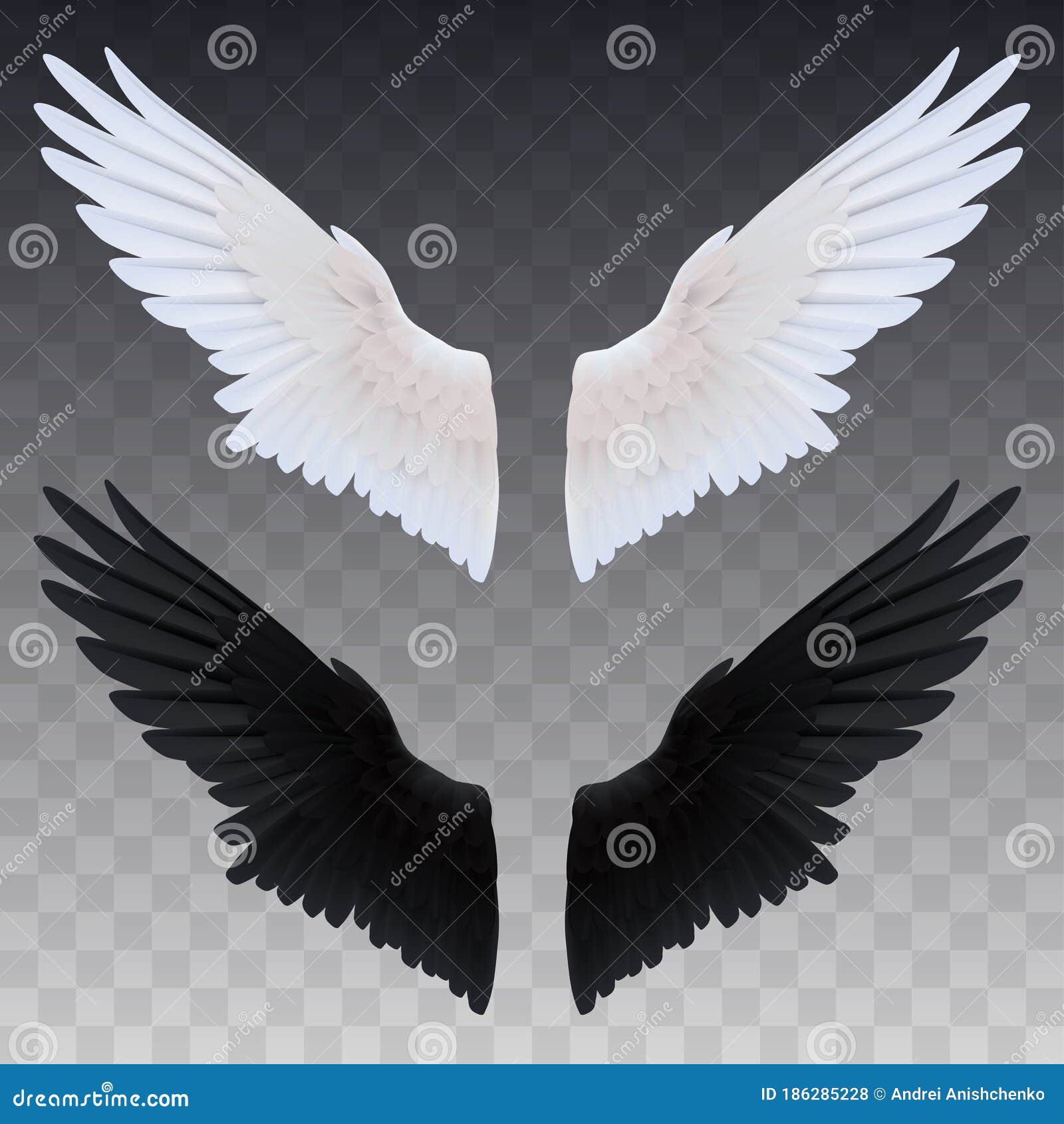 Black and white bird wings stock vector. Illustration of flying - 186285228