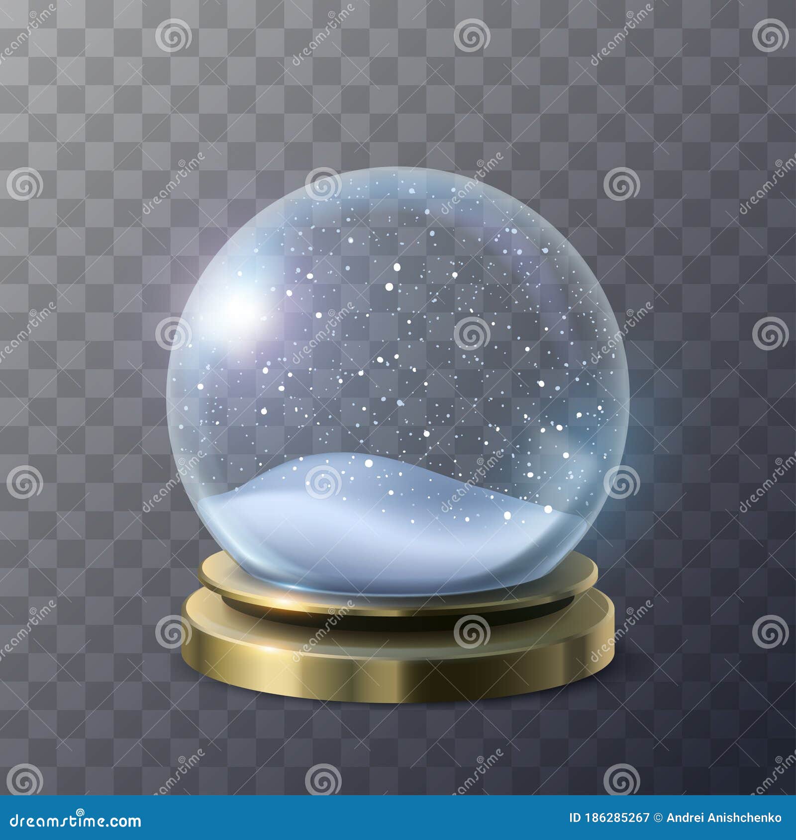 Glass Snow Ball. Crystallizing Magical Christmas Toy Snowglobe Vector ...