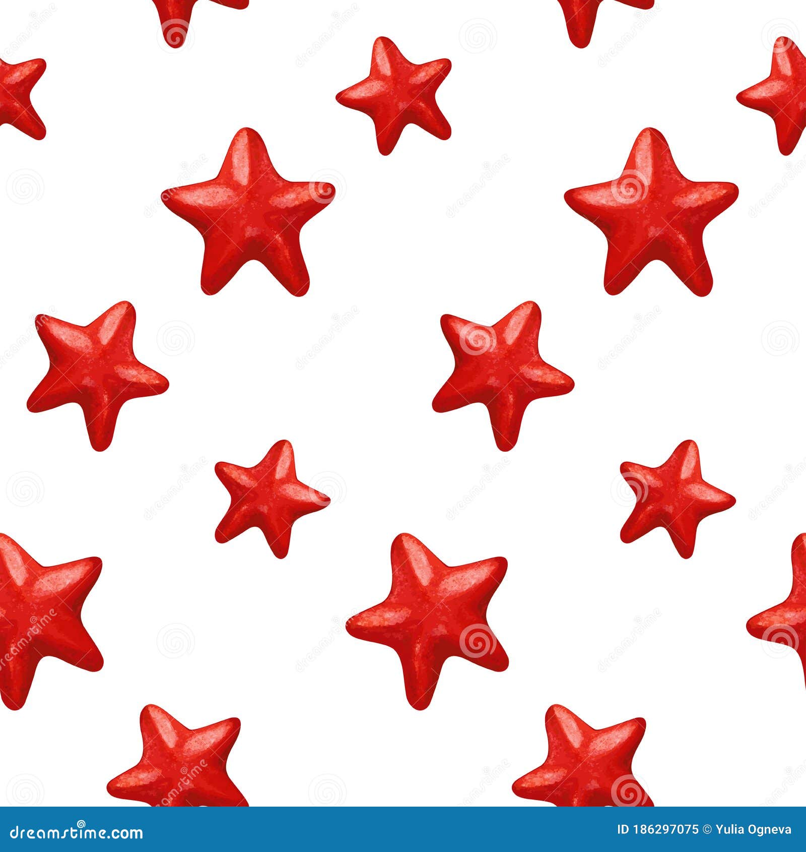 Seamless Pattern with Red Stars on White Background. Stock Vector ...