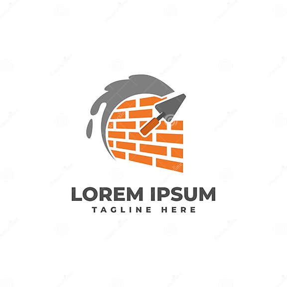 Plastering Cement Brick Wall with Pock Logo Vector Icon Illustration ...