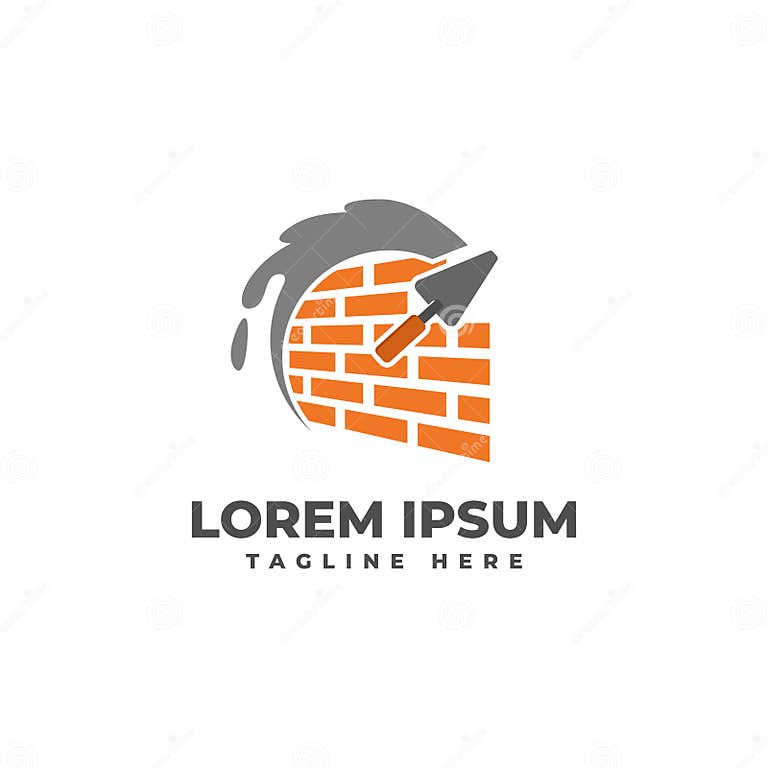 Plastering Cement Brick Wall with Pock Logo Vector Icon Illustration ...