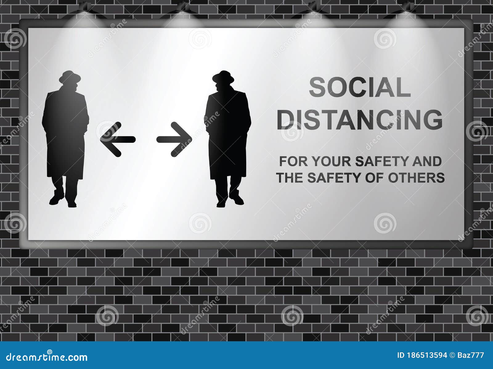 Illuminated Advertising Billboard Social Distancing Stock Illustration ...