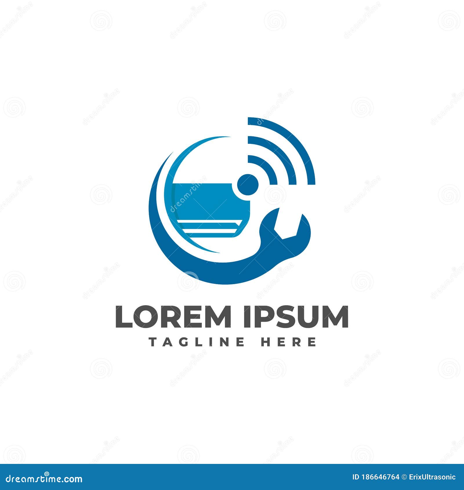 Air Conditioner Repair & Service with Signal Logo Vector Stock Vector ...