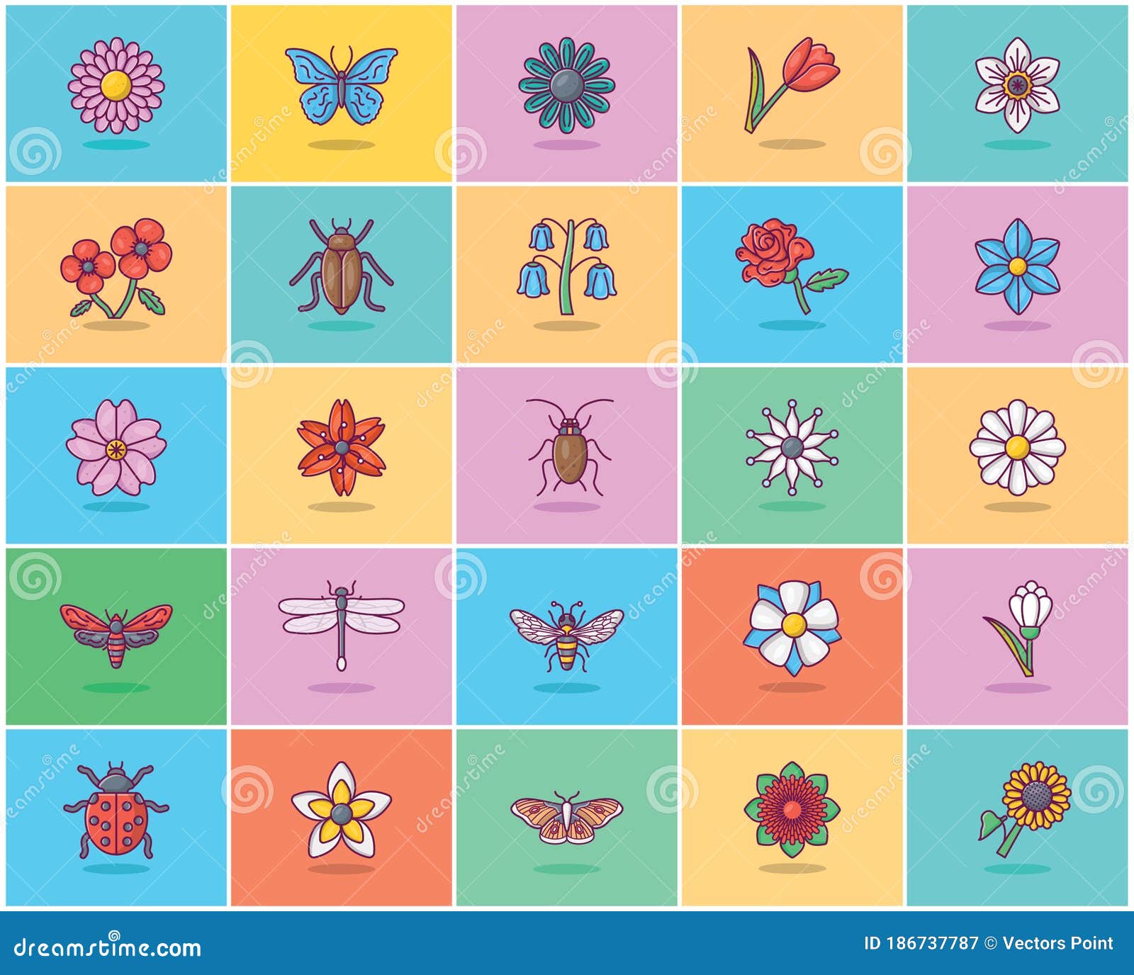 Set of Spring Floral Icons stock vector. Illustration of rose - 186737787
