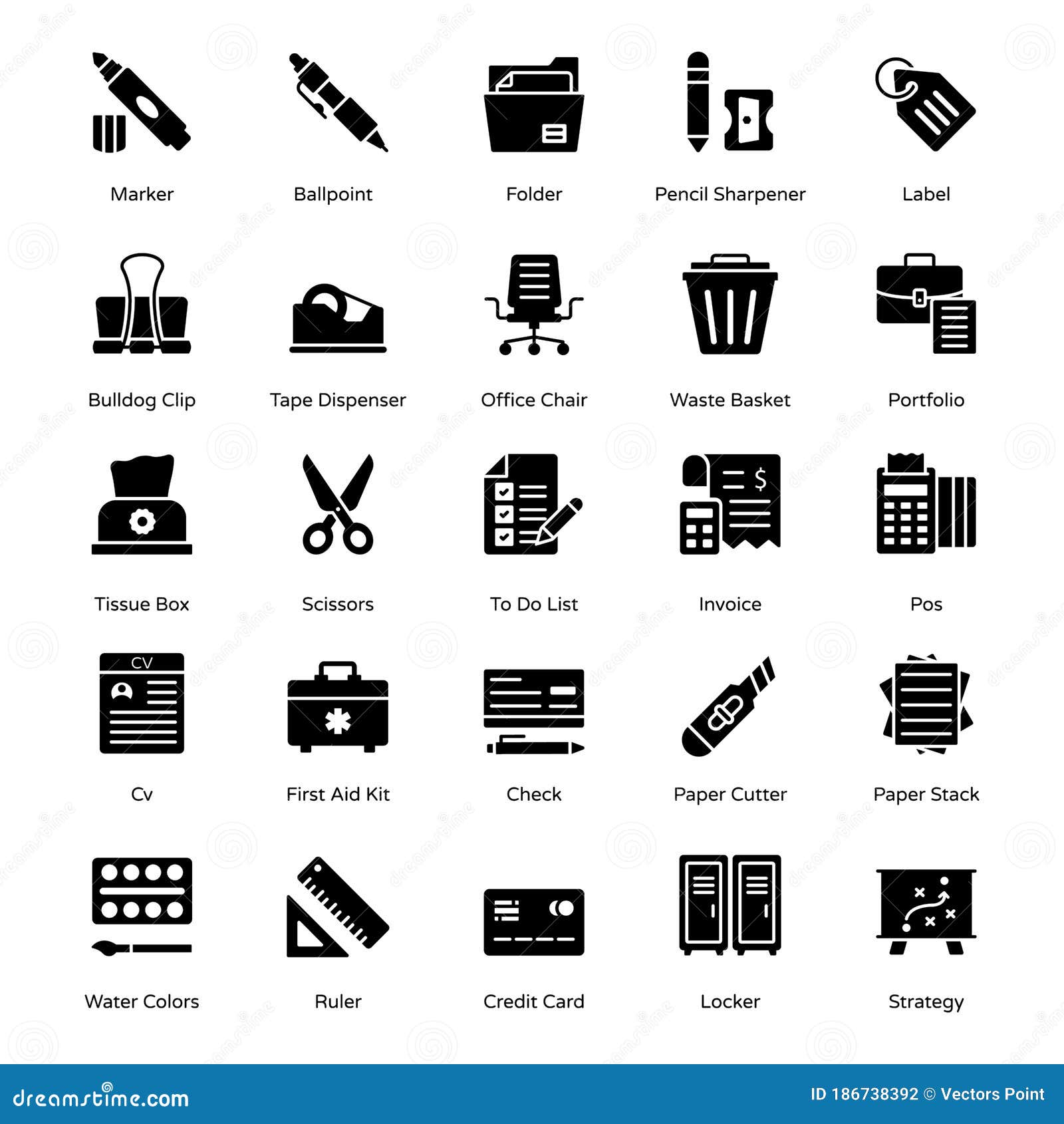 Business and Workplace Glyph Icons Pack Stock Vector - Illustration of ...