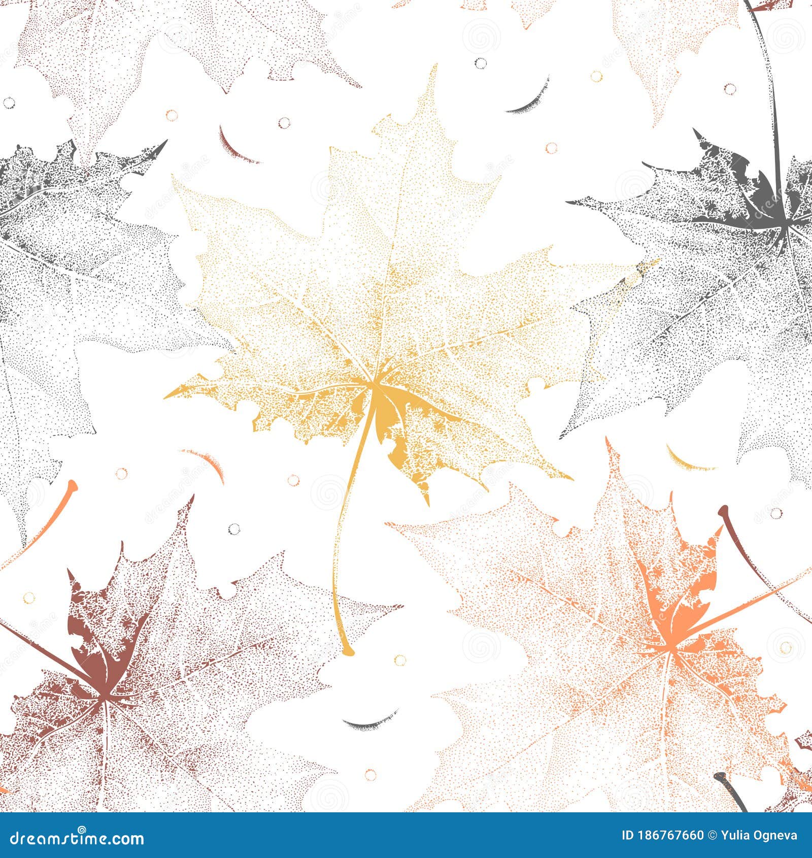 Seamless Vintage Pattern with Color Maple Leaves on White Background ...