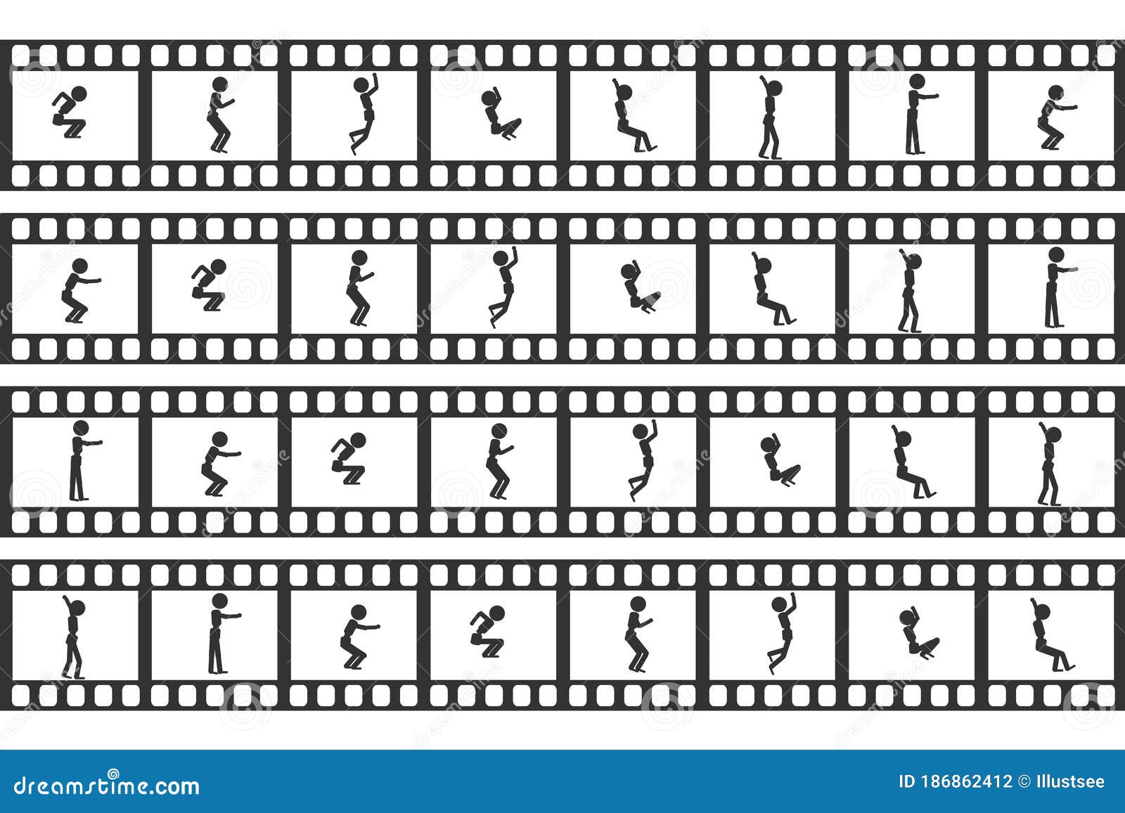 Seamless Stickman Animations Stock Vector - Illustration of movement ...