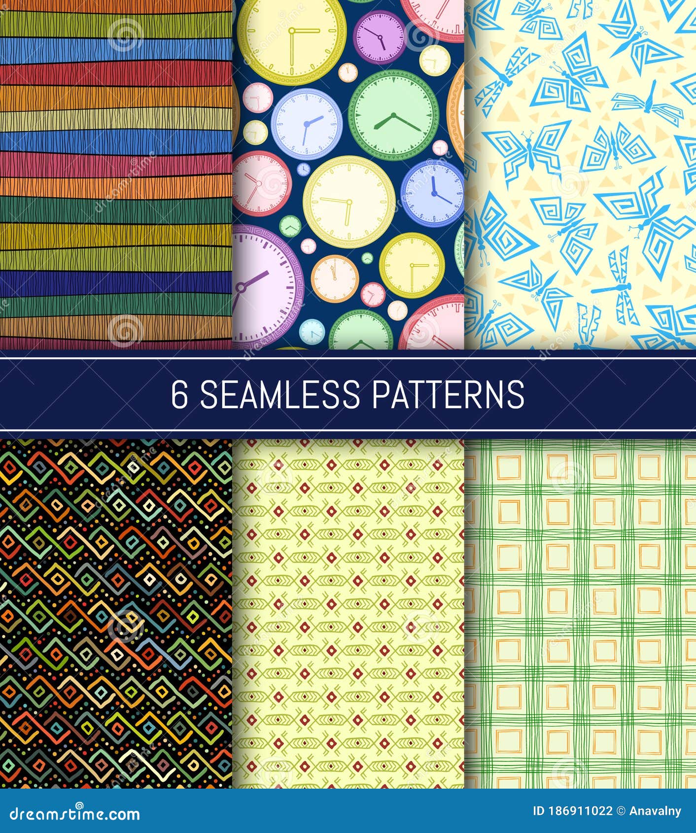 Seamless Patterns Set. Abstract Backgrounds Stock Photo - Image of ...
