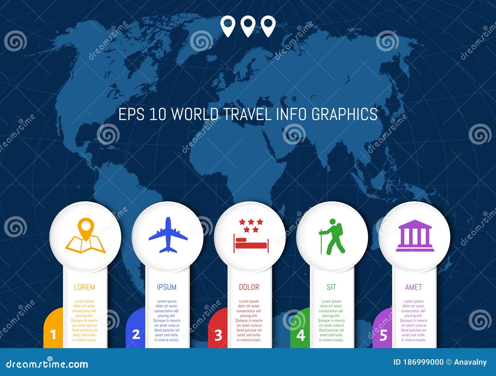 Flat World Map. Country Names. Divided into Editable Contours of ...