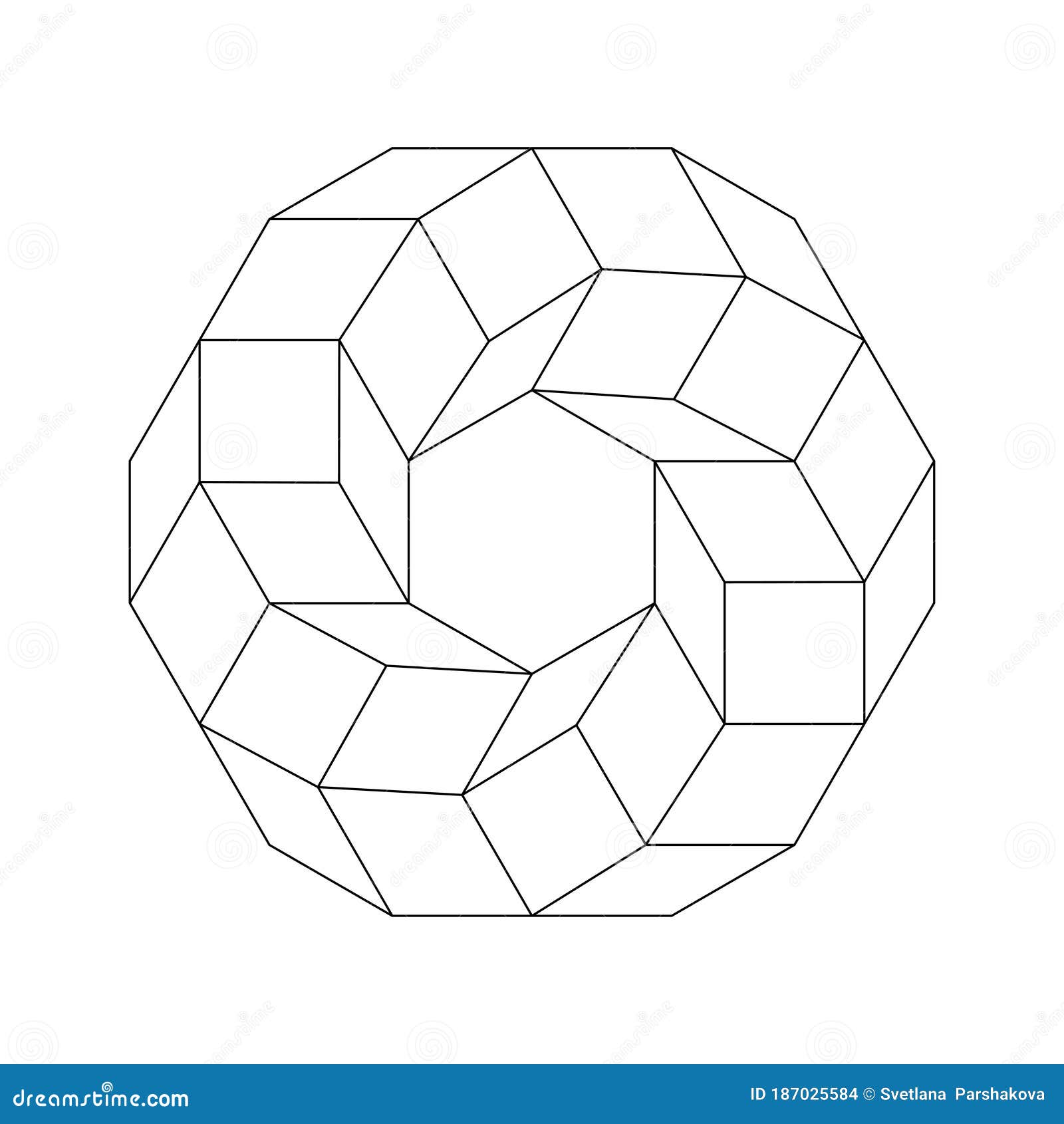 Impossible 3D Toroidal Polyhedron, Geometric Art. Stock Vector ...
