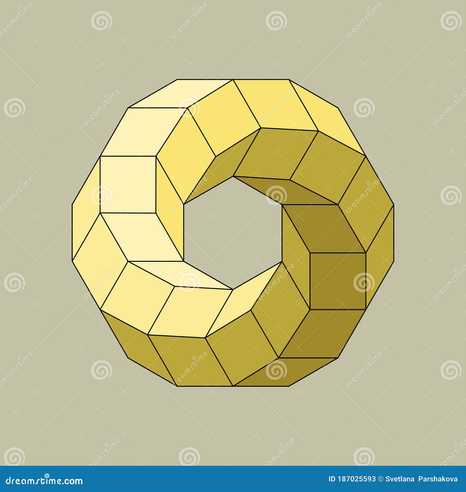 Impossible Toroidal Polyhedron. Blue Impossible Infinite Shape. Sacred ...