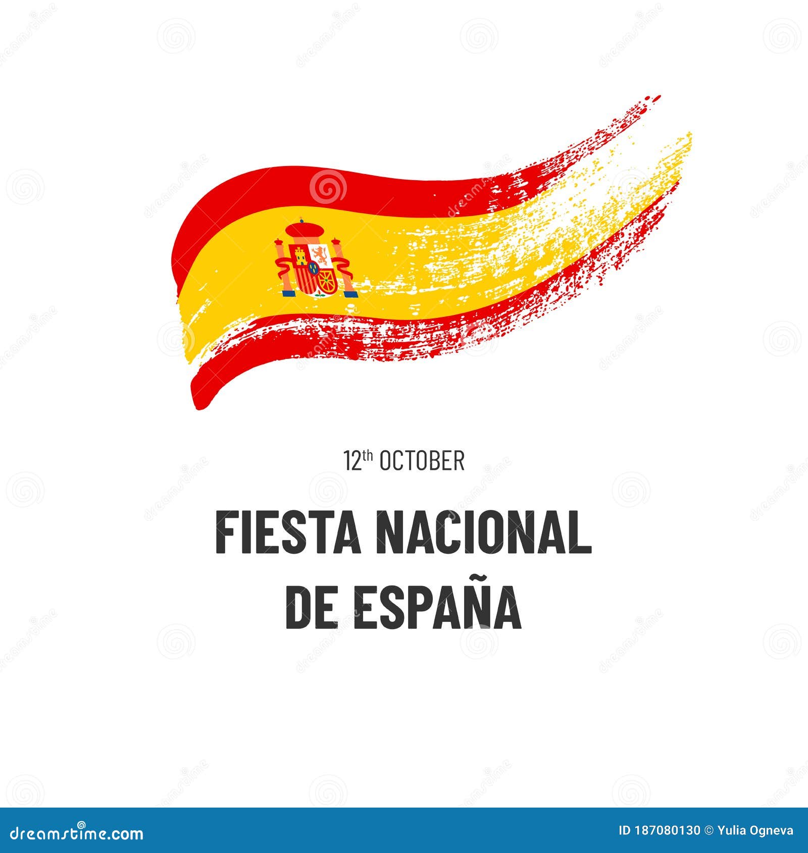 National Holiday of Spain. October 12. Text and Hand-drawn Symbol of ...