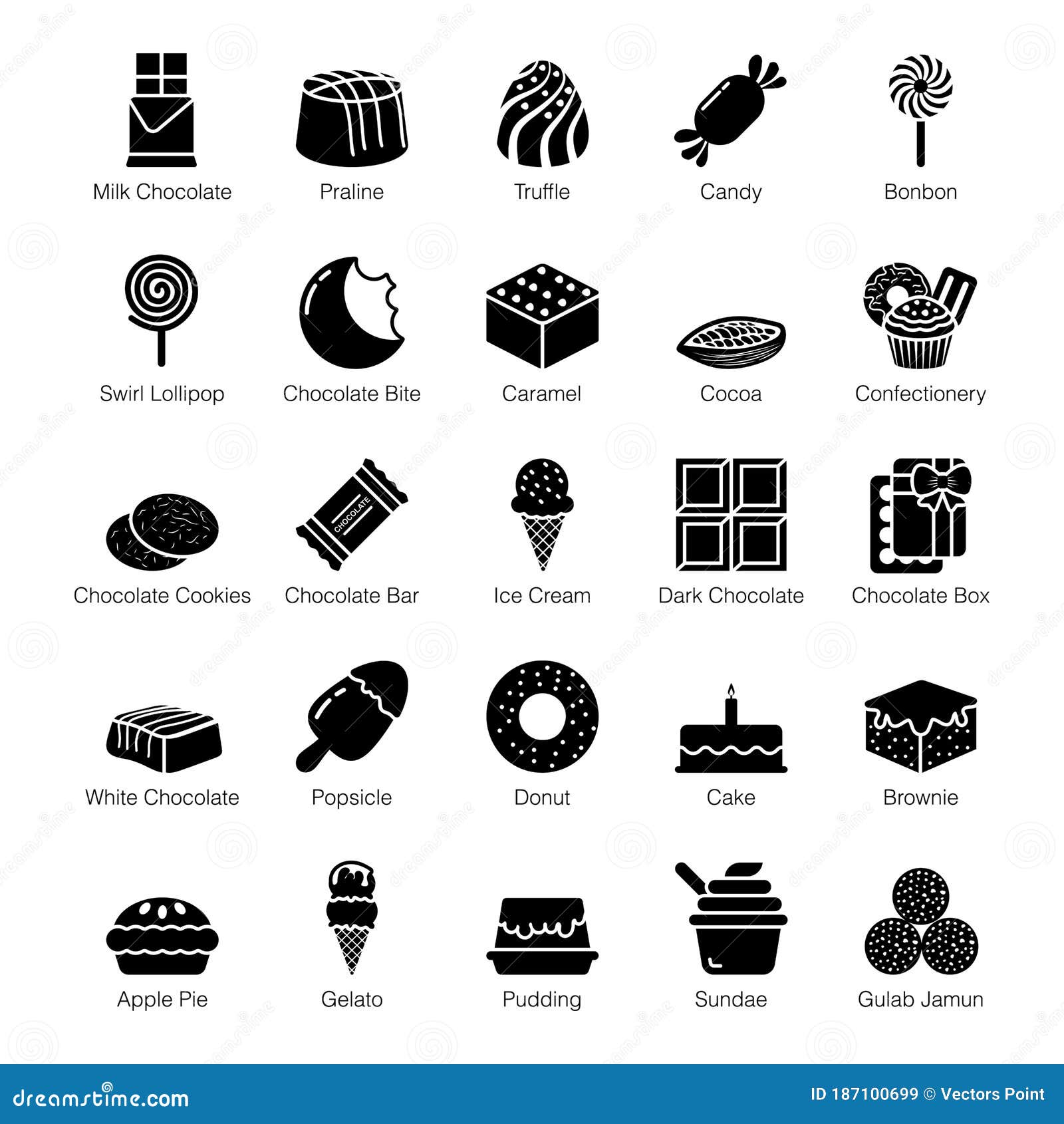Pack of Chocolates Glyph Icons Stock Vector - Illustration of ...