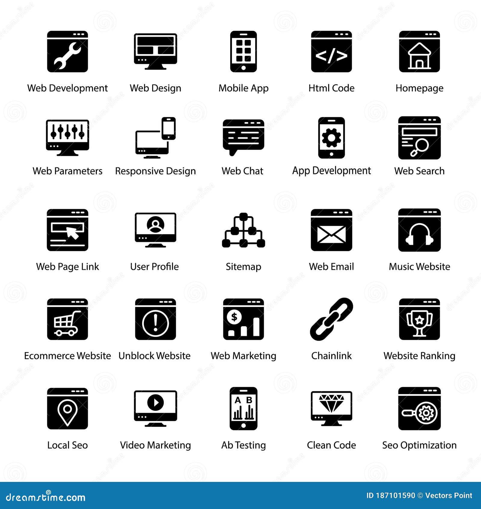 User Interface and Web Designing in Solid Icons Pack Stock Vector ...