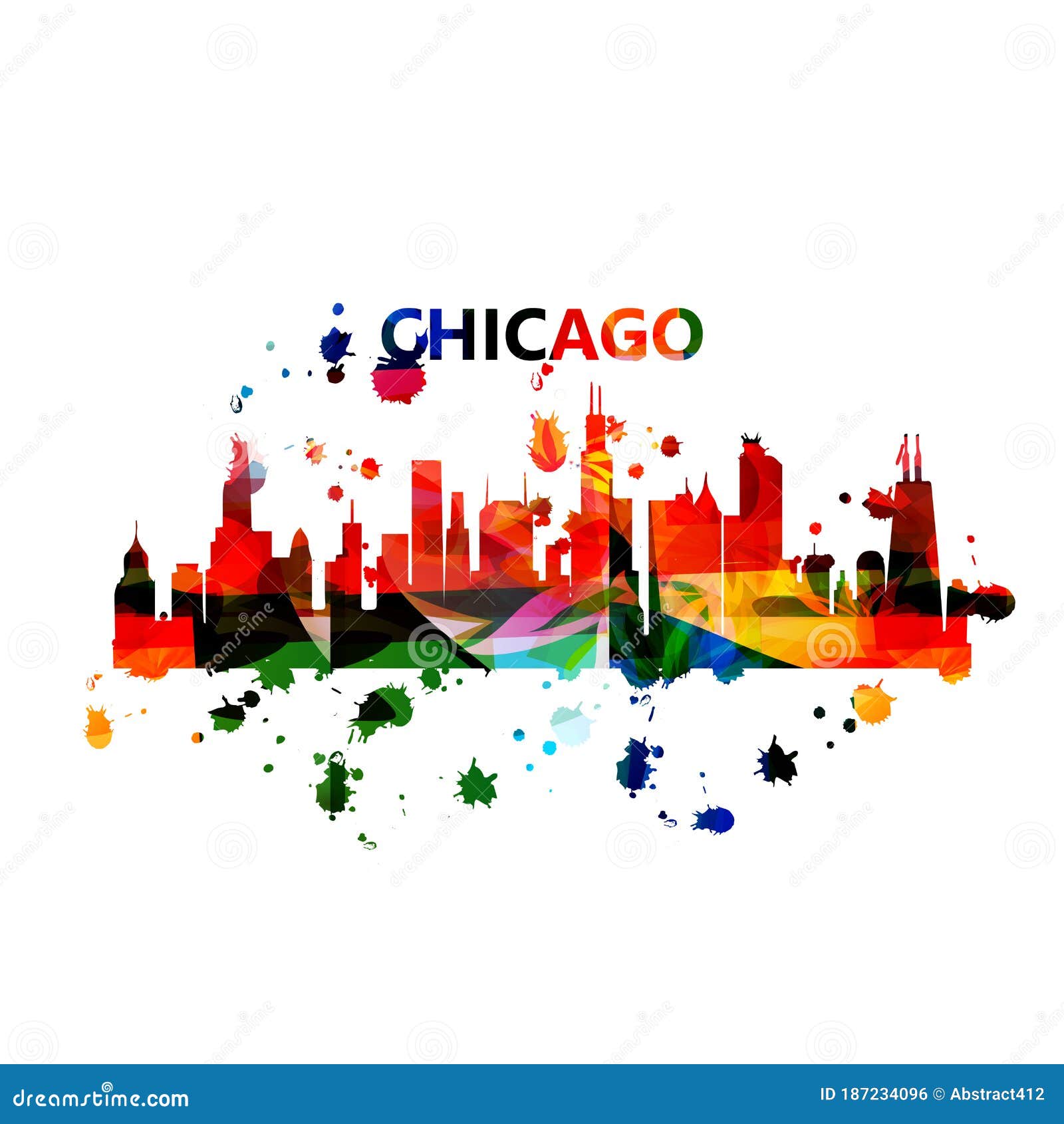 Colorful Cityscape View of Chicago Vector Illustration. Tourism and ...