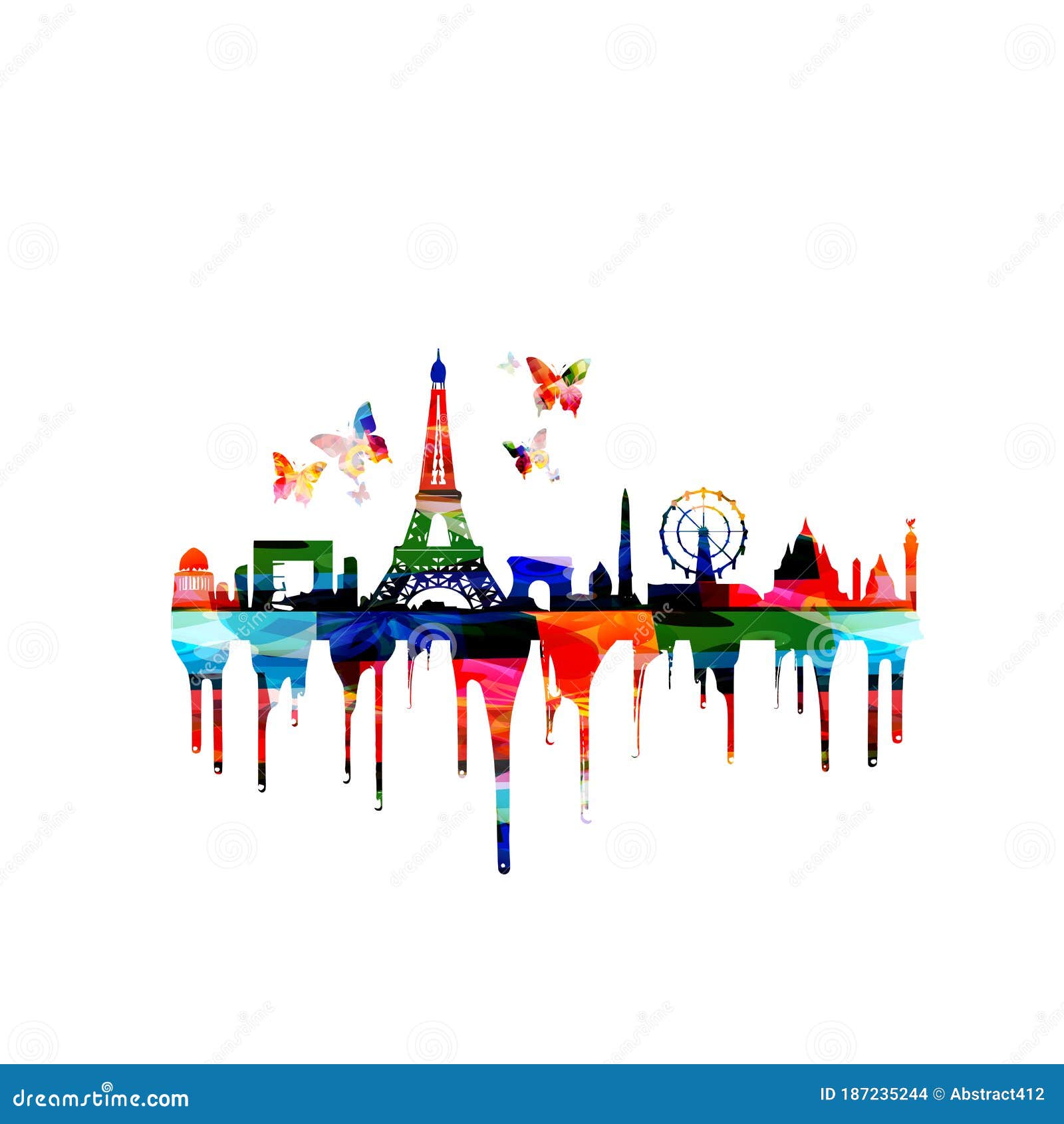 Colorful Cityscape View of Paris Vector Illustration. Tourism and ...