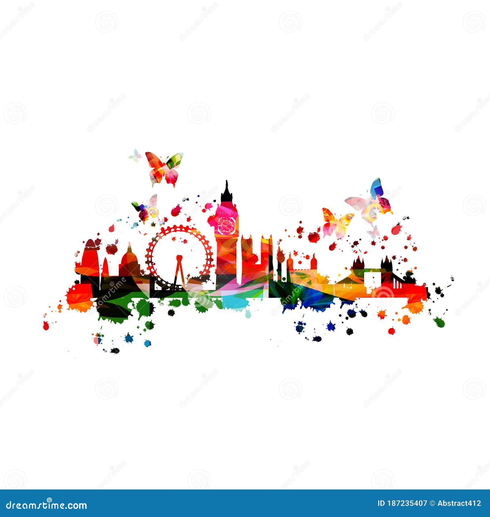 Colorful Cityscape View of London Vector Illustration. Tourism and ...