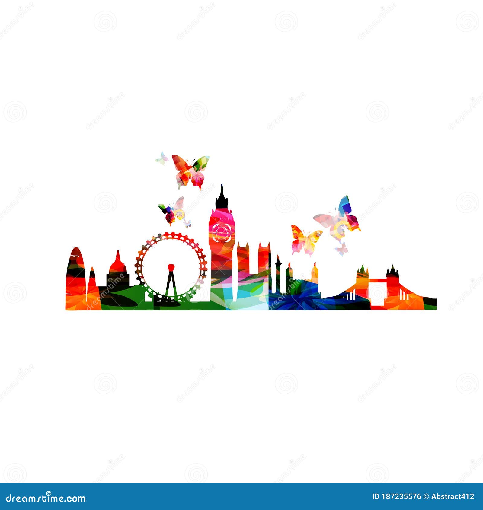 Colorful Cityscape View of London Vector Illustration. Tourism and ...