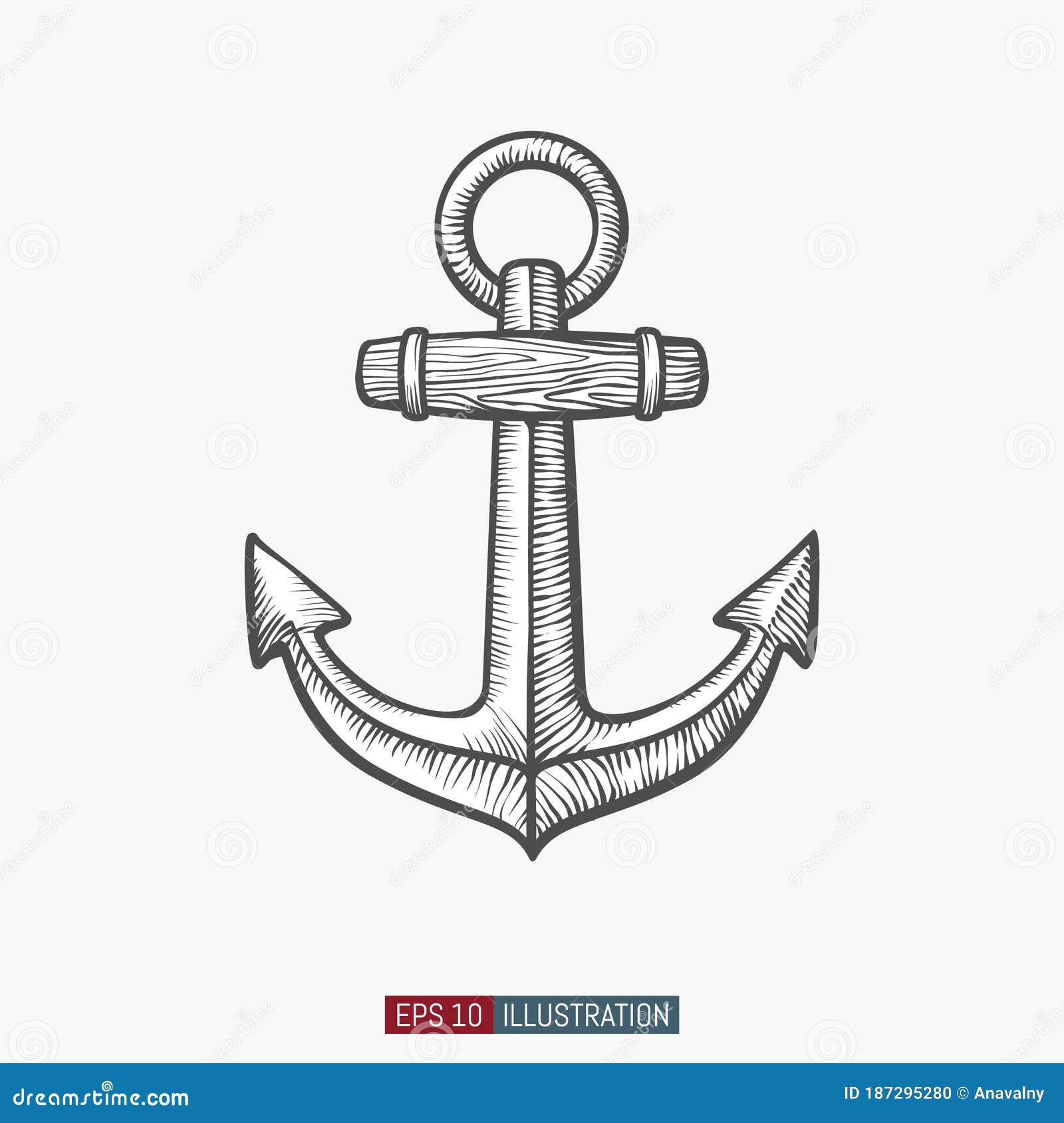 Hand Drawn Ships Anchor. Template for Your Design Works Stock Vector ...