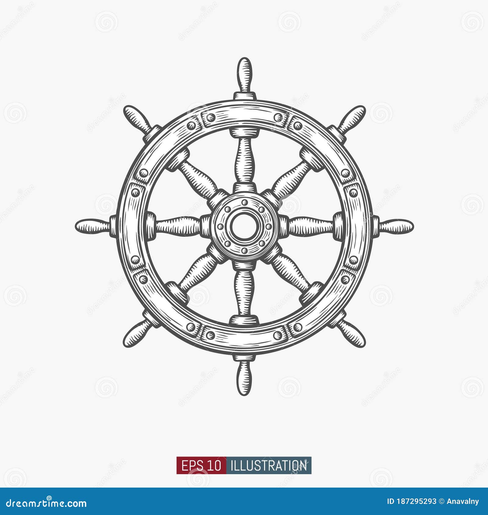Hand Drawn Ship Wheel. Template for Your Design Works Stock Vector ...