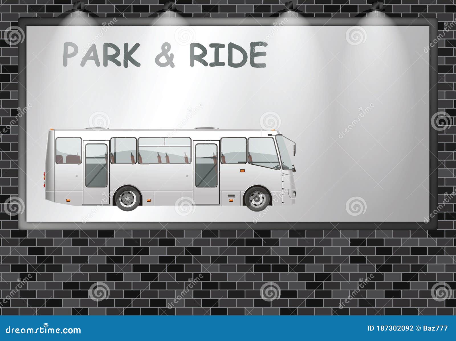 Illuminated Advertising Billboard Park and Ride Stock Illustration ...