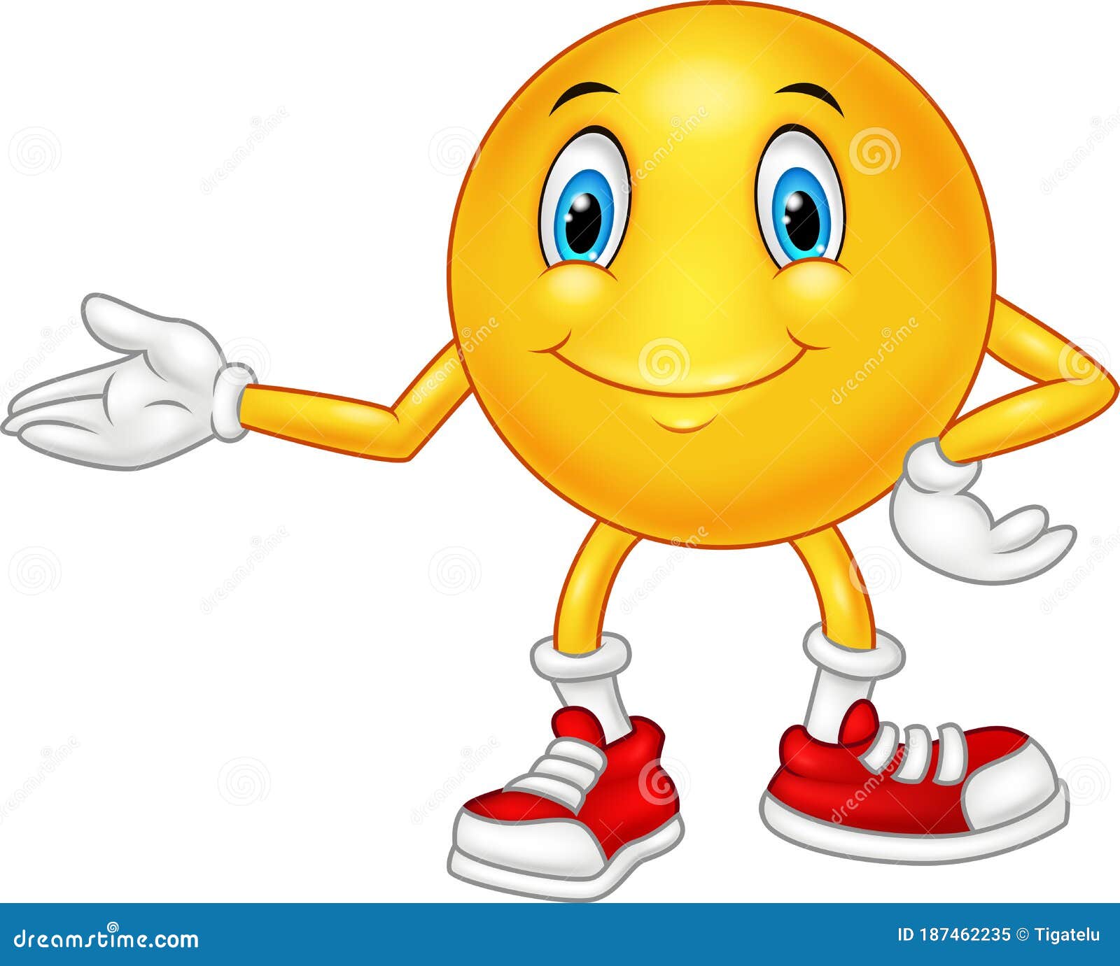 Cartoon Emoticon Presenting with His Hands Stock Vector - Illustration ...