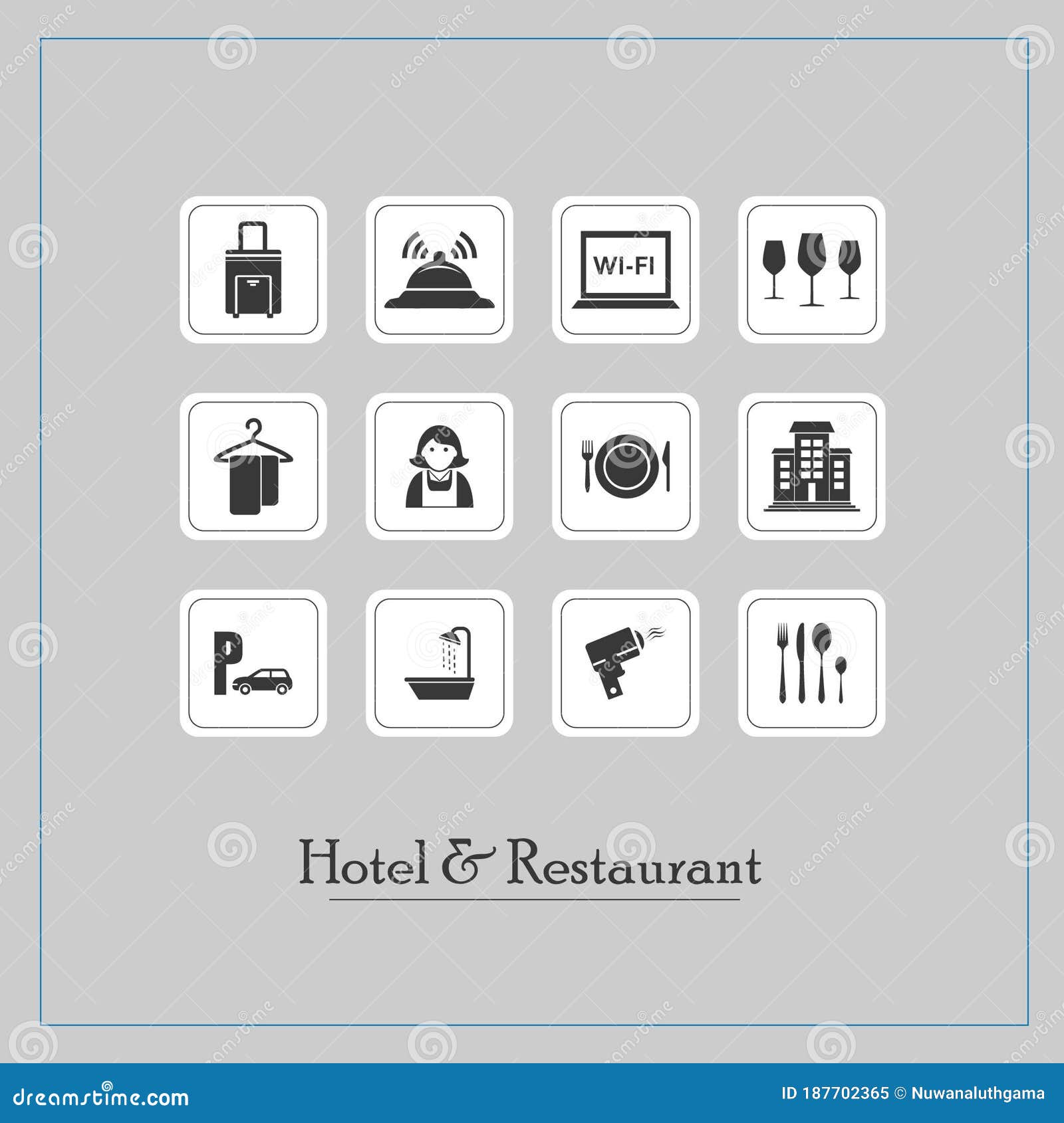 Restaurant Icons and Hotels Icons Stock Vector - Illustration of chef ...