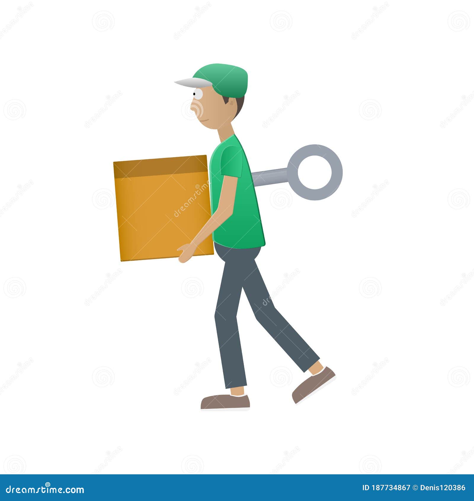 Clockwork Toy. Courier, Vector Illustration Stock Vector - Illustration ...