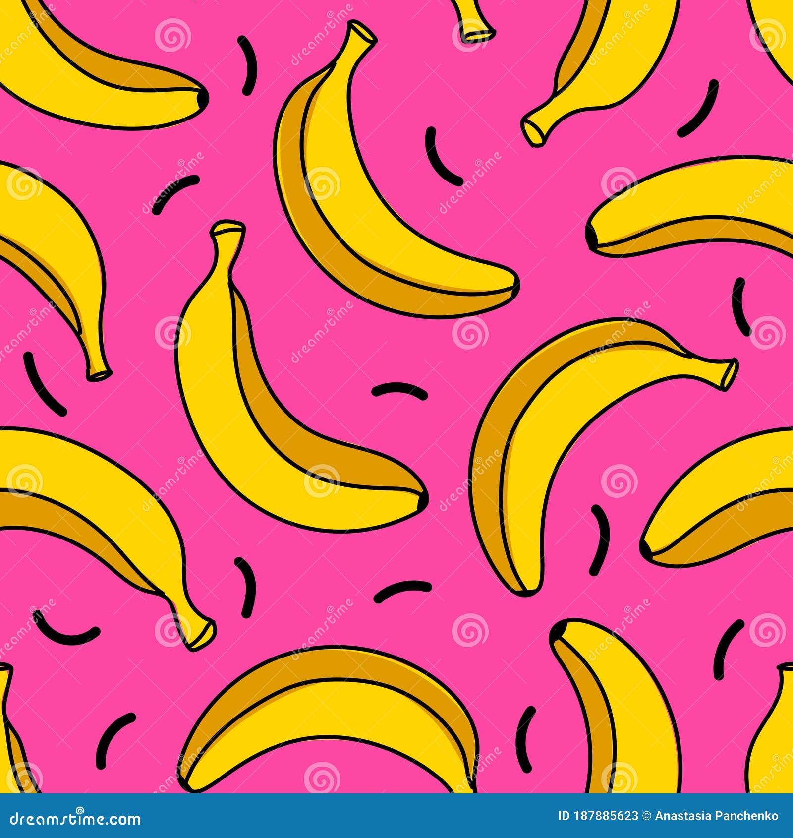 Seamless Pattern. Yellow Bananas on Pink Background Stock Vector ...
