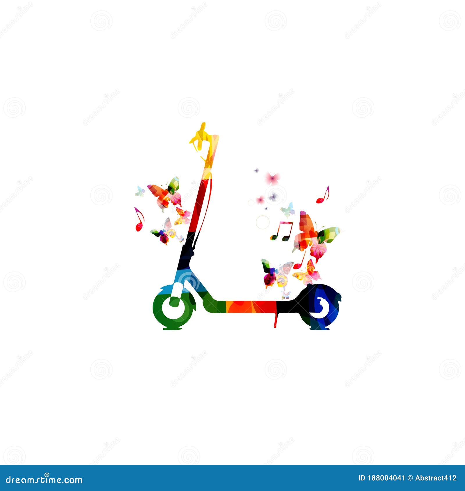 Colorful Electric Scooter, E-scooter Isolated Vector Illustration ...